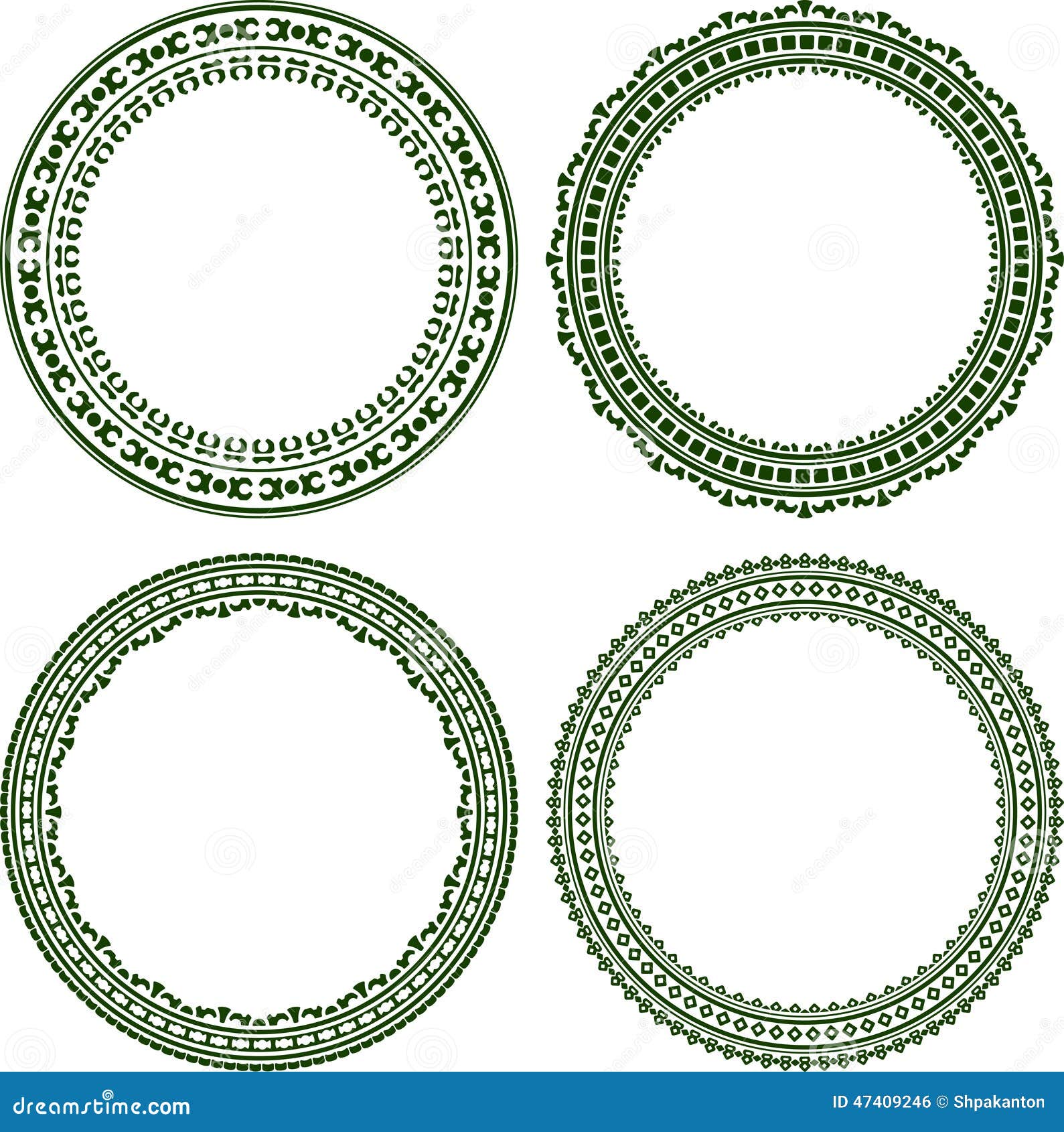 Set of 4 Elegant Round Frames Stock Vector - Illustration of branch ...