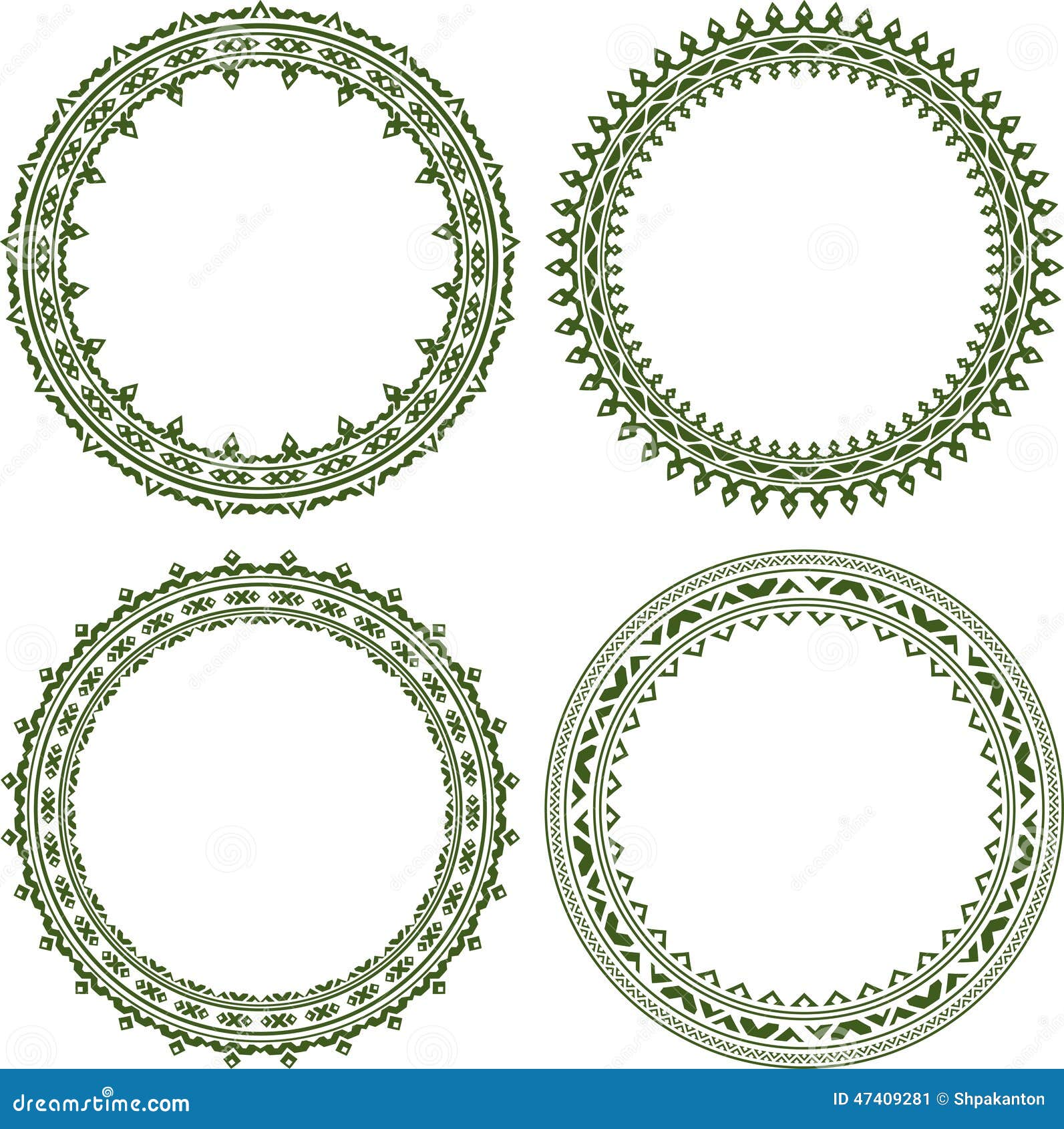Set of 4 Elegant Round Frames Stock Vector - Illustration of ornate ...