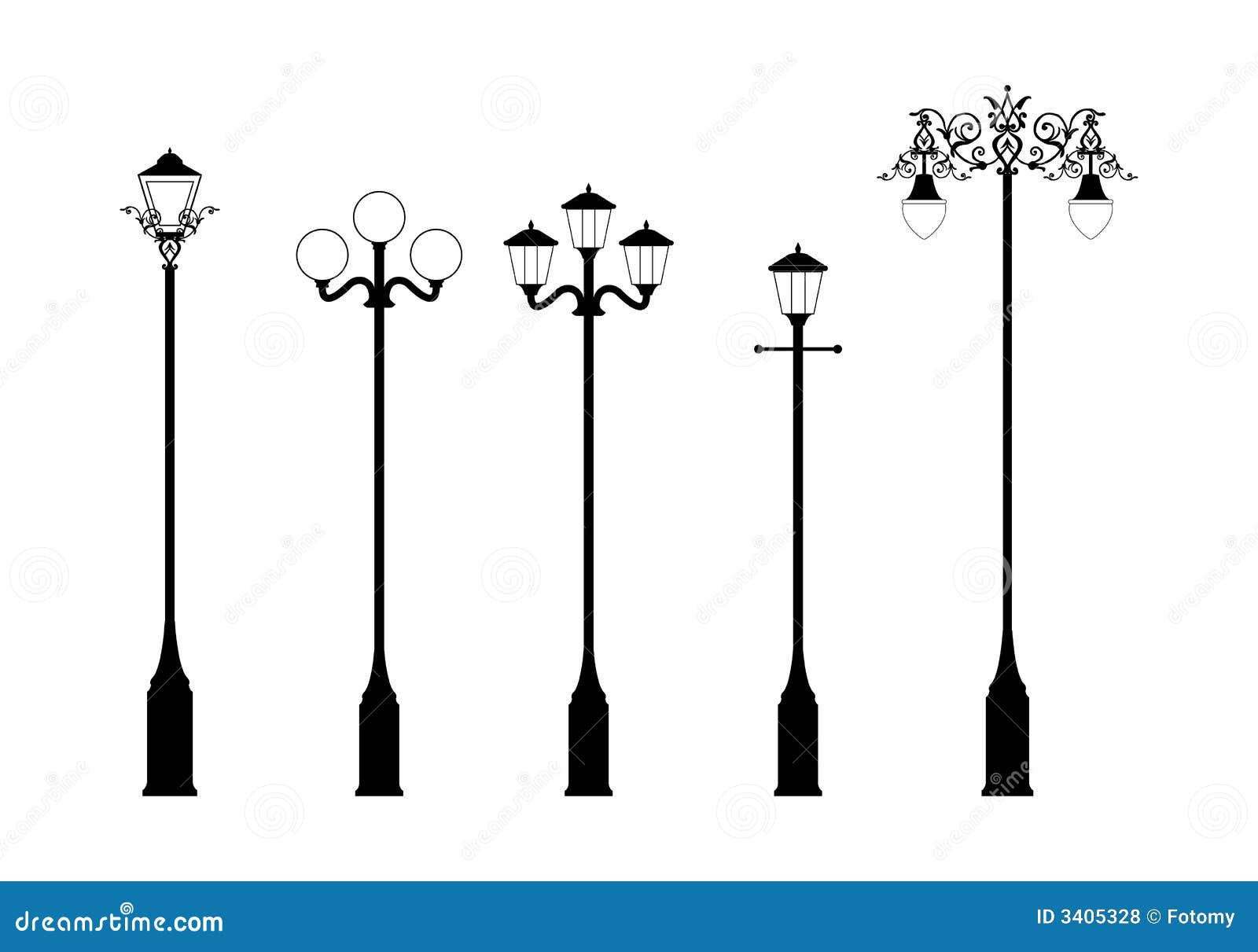 Street Lamps. Lamp Posts Drawings. Sketch. Freehand. Vector ...