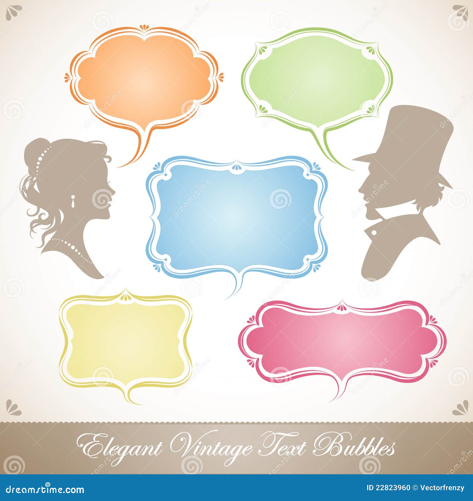 A Set Elegant Vintage Text Bubbles Stock Vector - Illustration of ...