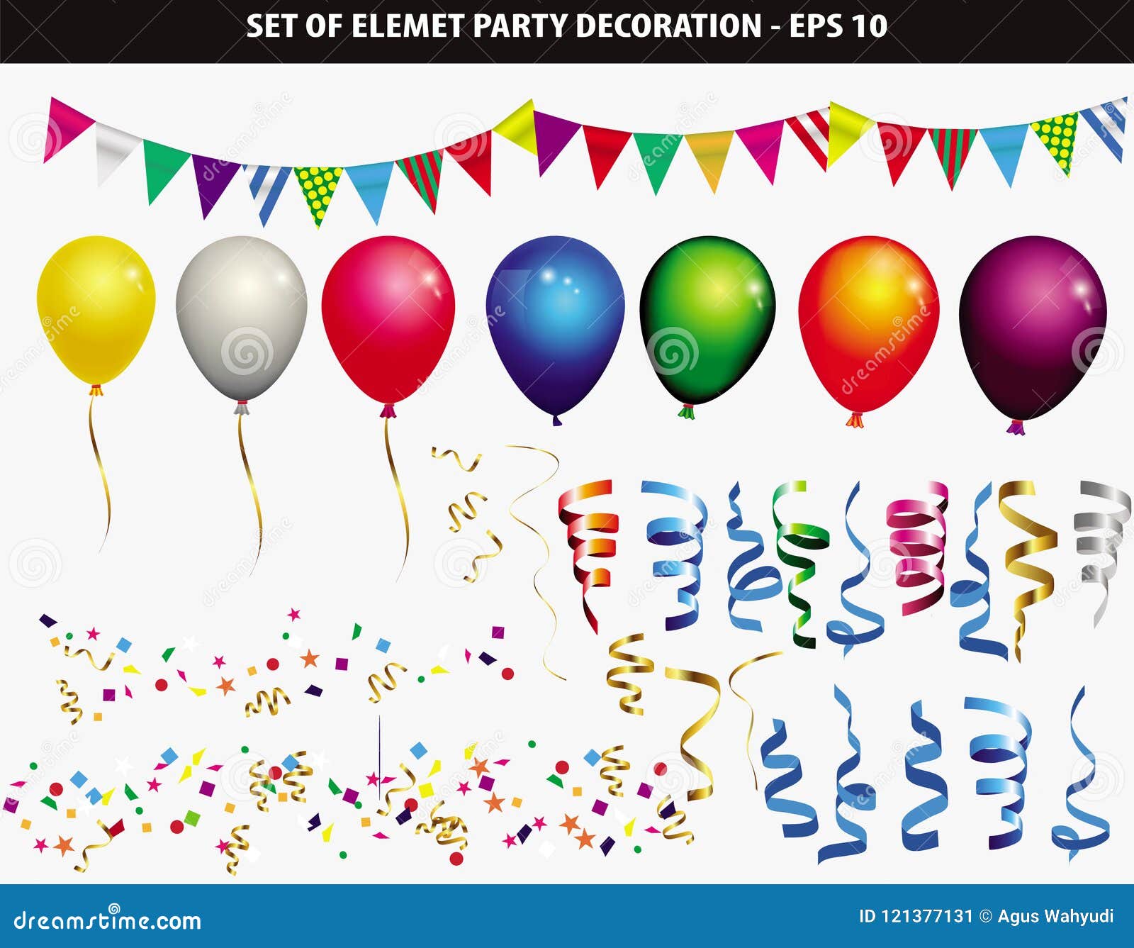 Set of Element Party Decoration Stock Illustration - Illustration of ...