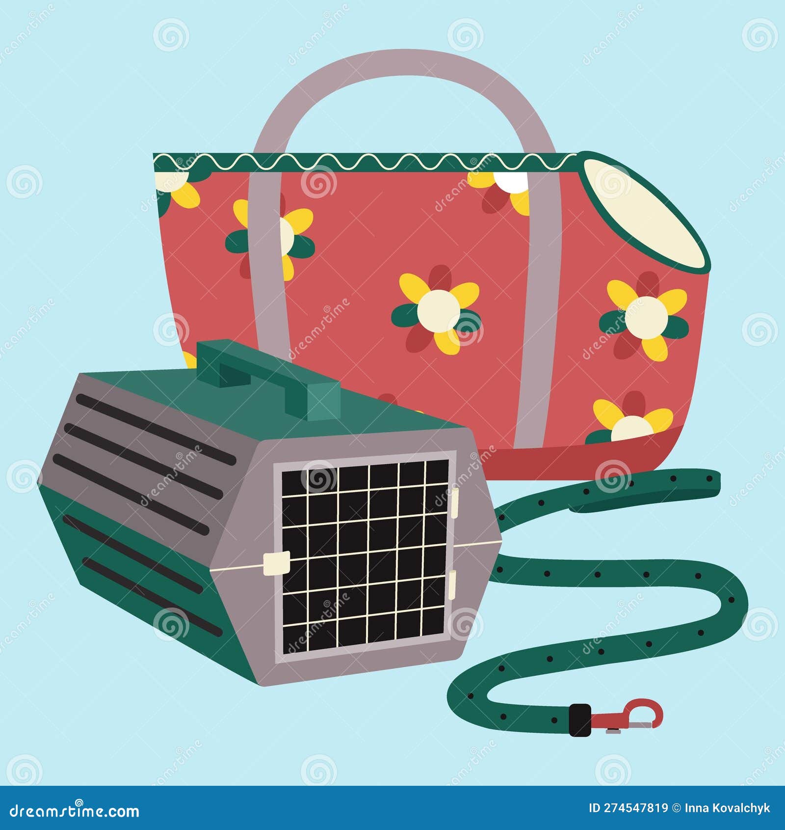 Set of Elements for Animals, Cats, Dogs, Bag, Carrier, Leash Stock ...