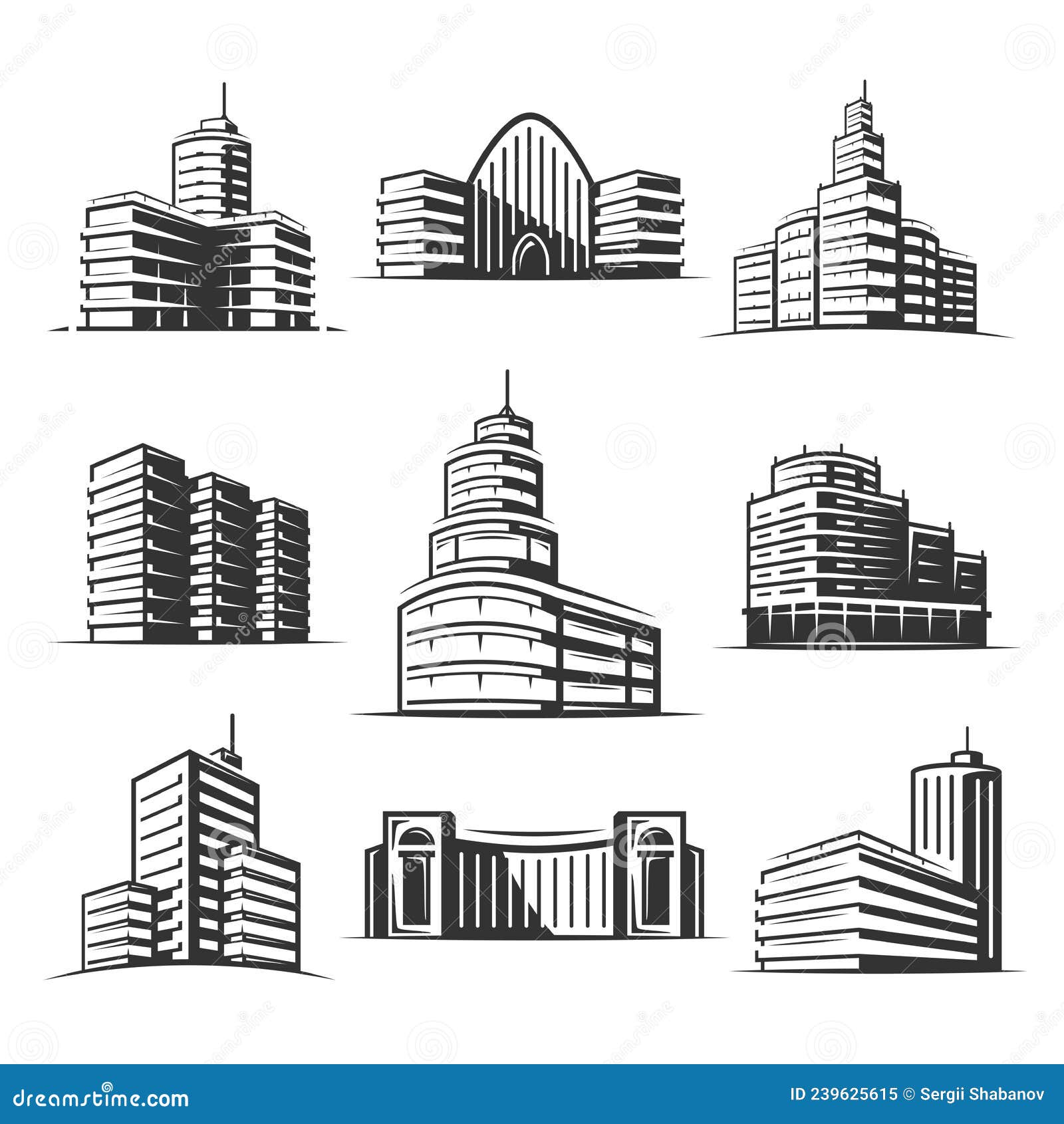 Set of Elements of the Building Isolated on White Background Stock ...