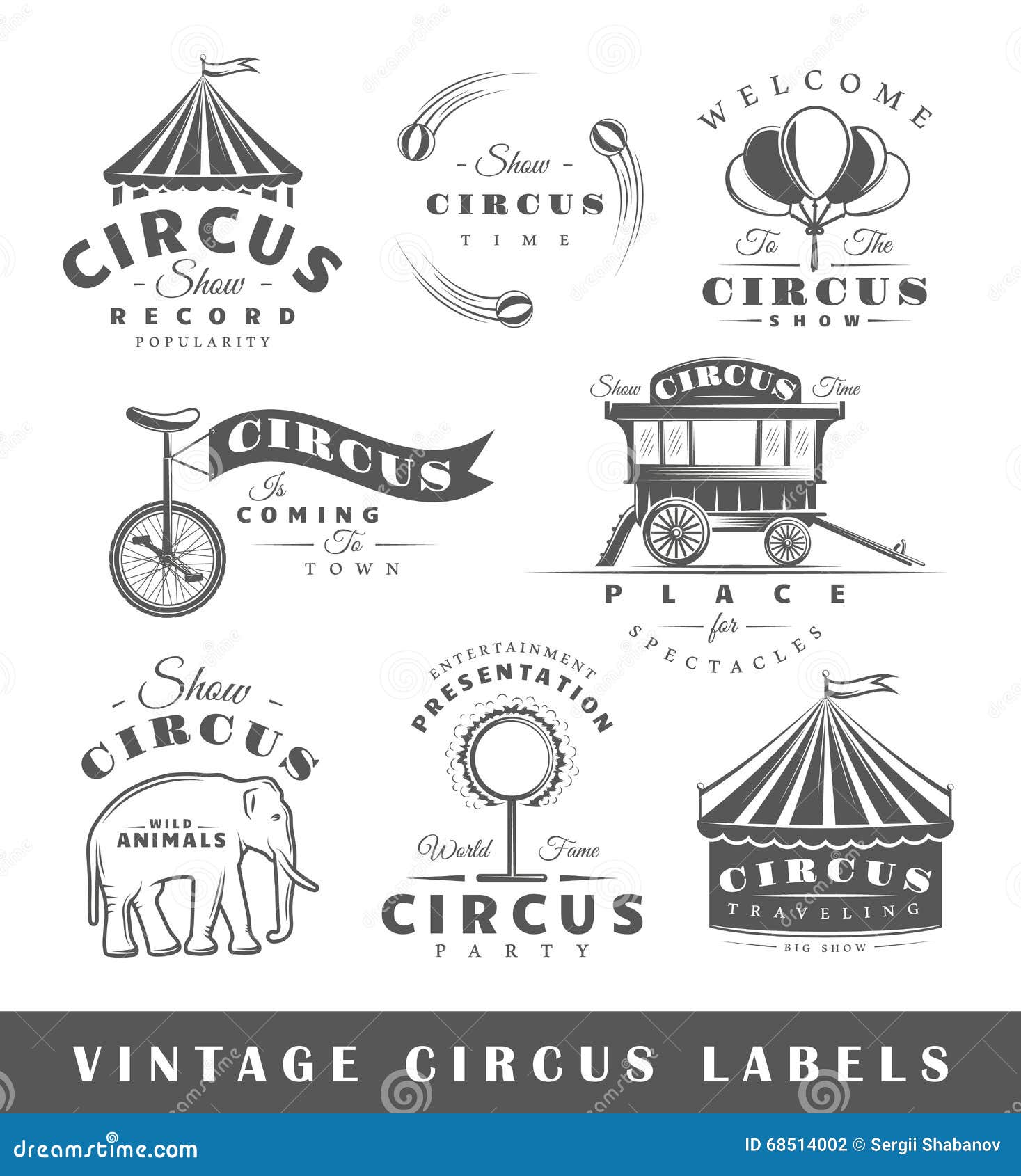 Set of Elements of the Circus Stock Vector - Illustration of fire ...