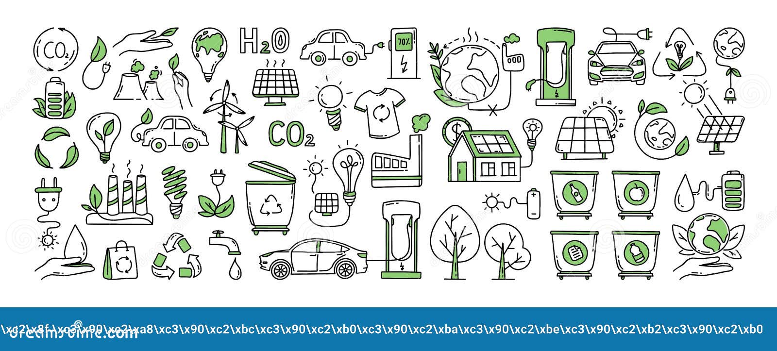 A Set of Elements. Co2 Concept of Climate Change. Recycling. Separation ...