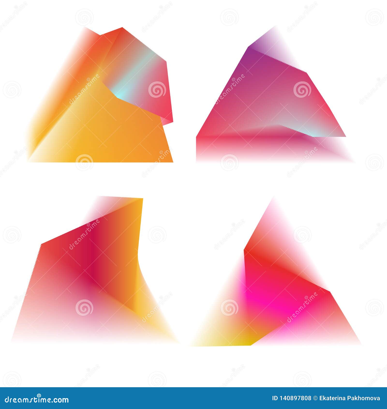 Colorful Abstract Set of Triangle Geometric Shapes, Crystals, Elements ...