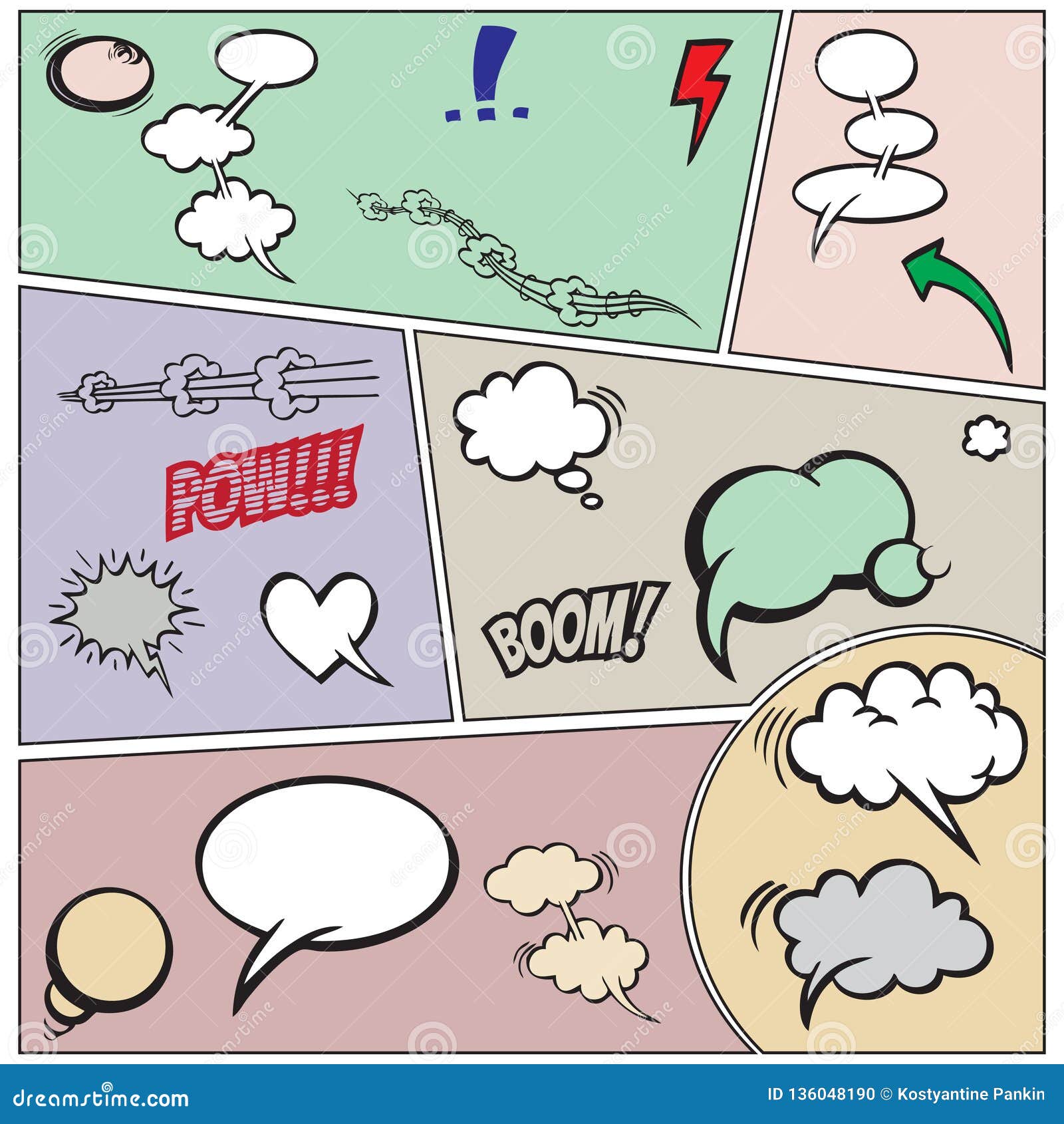 Set elements for comics stock vector. Illustration of comics - 136048190