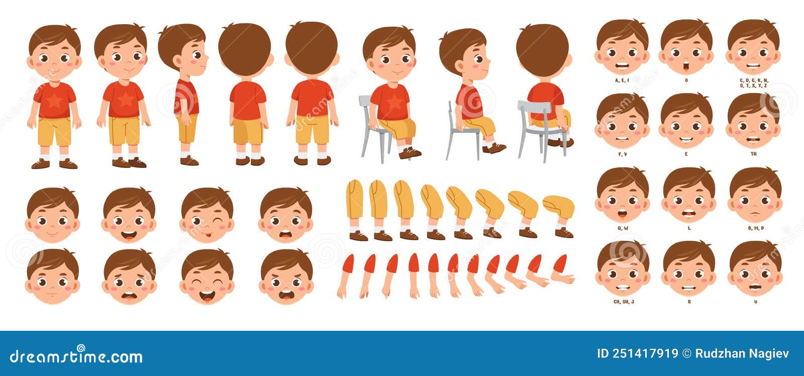 Set of Elements for Creating Boy Character Animation Stock Vector ...