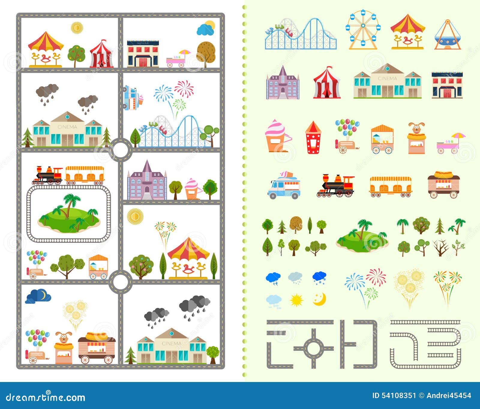 Set Of Elements For Creating Your Own City Stock Illustration Illustration Of Icon Auto 54108351