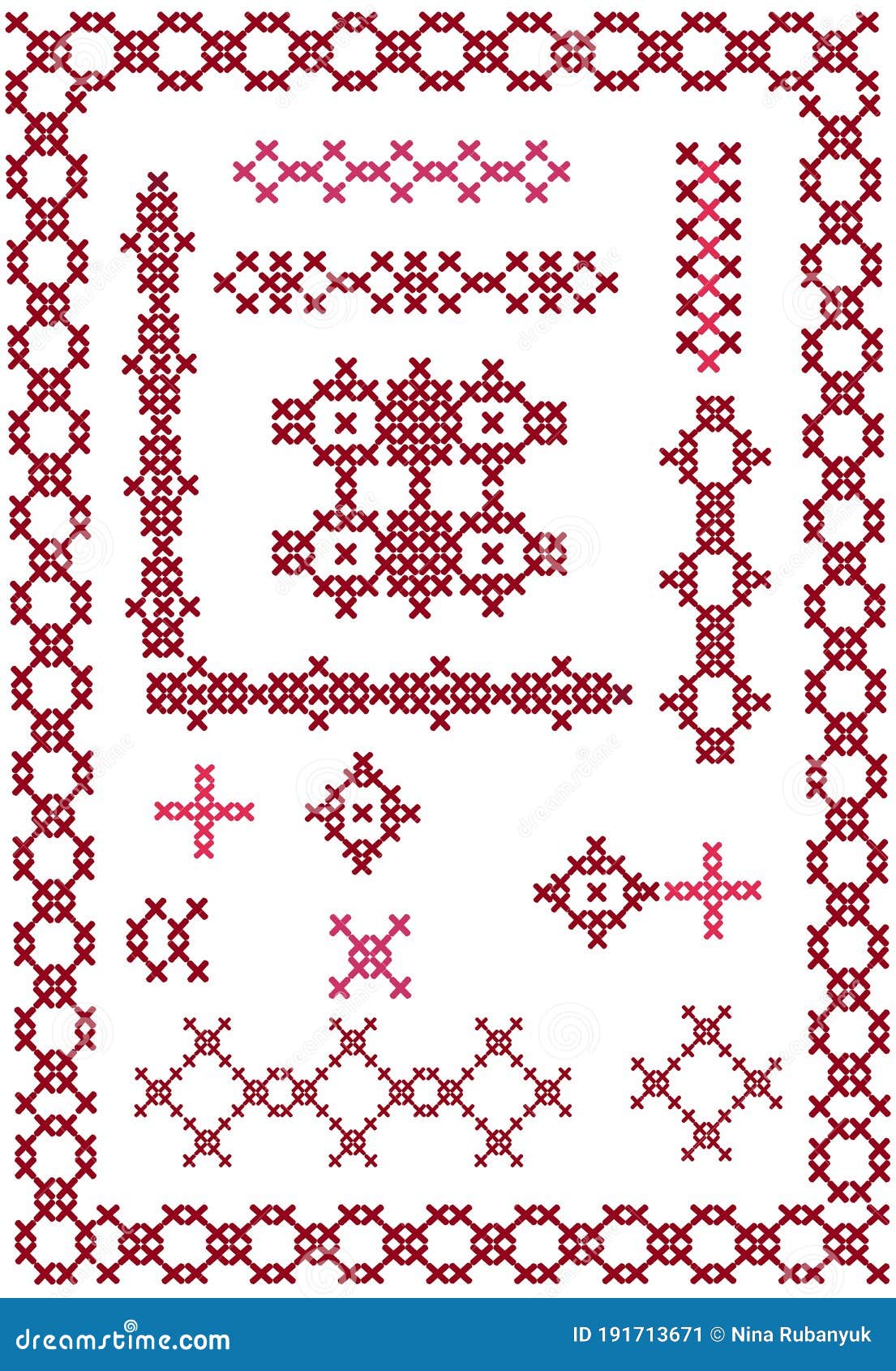 A Set of Elements for Cross Stitching Stock Vector - Illustration of ...