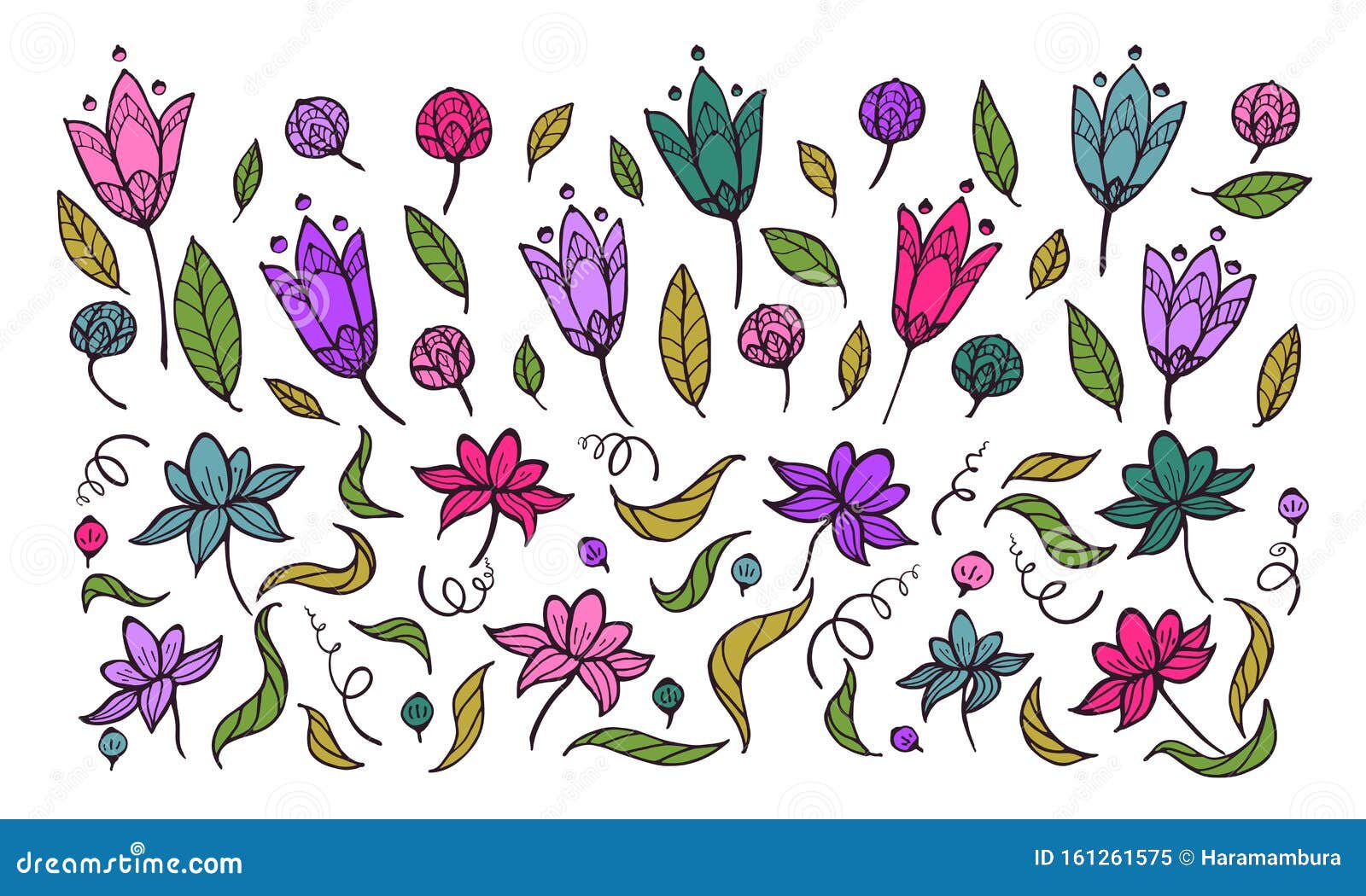 Set of Elements for Design - Flowers Stock Vector - Illustration of ...