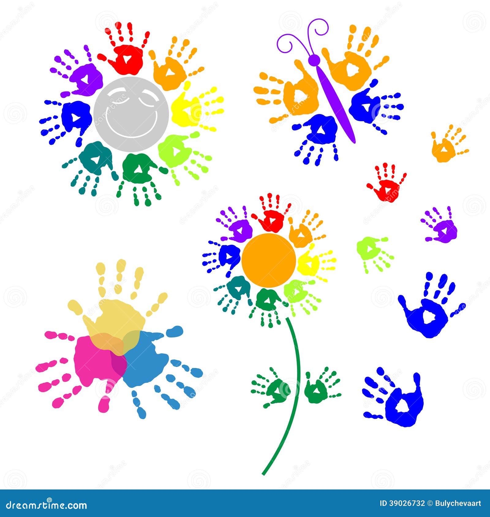 Set Elements For Design Of Handprints Vector Illustration ...