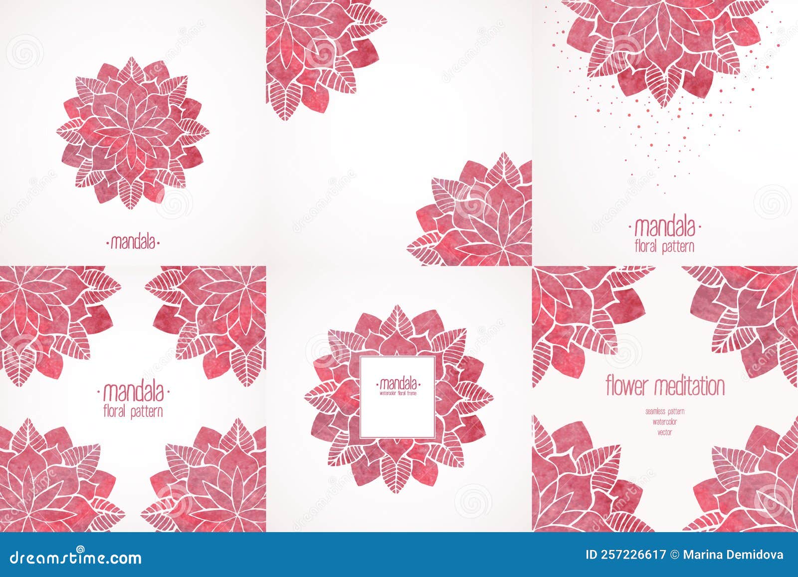Set of Elements for Design with Pink Flower Mandala Stock Vector - Illustration of romantic ...