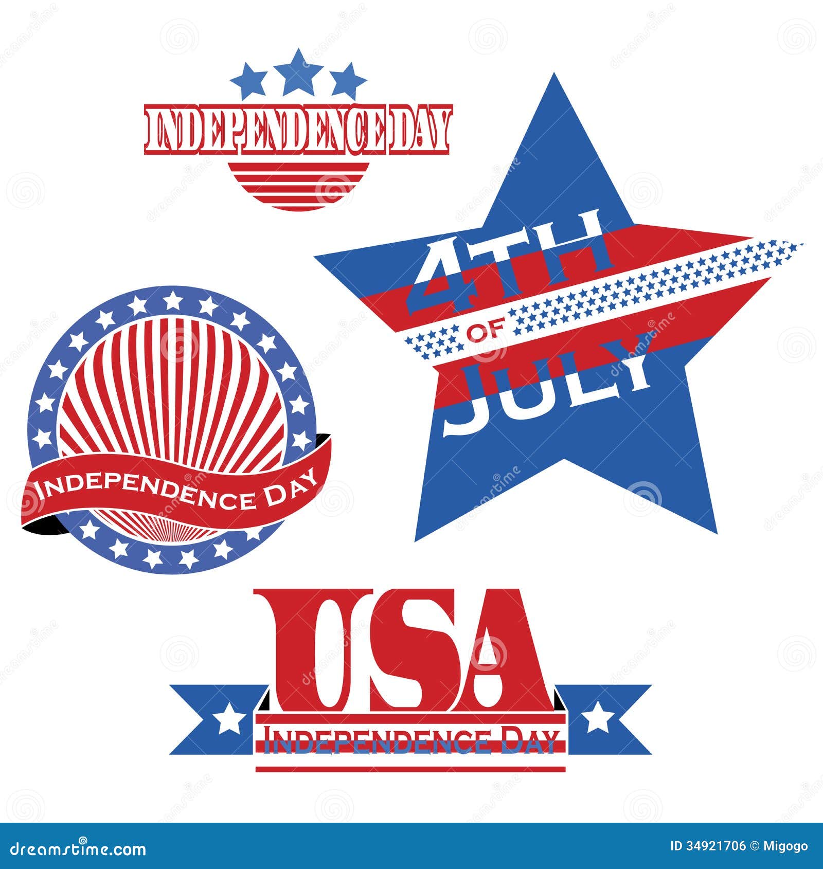 Set of Elements Designs for Independence Day Stock Vector ...