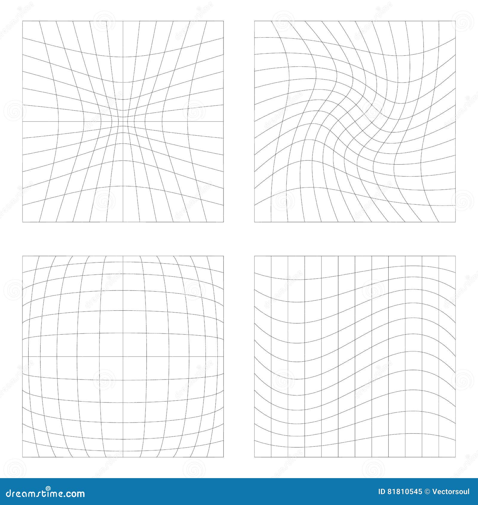 Set of 4 Elements with Different Distortions, Squares with Deformation ...
