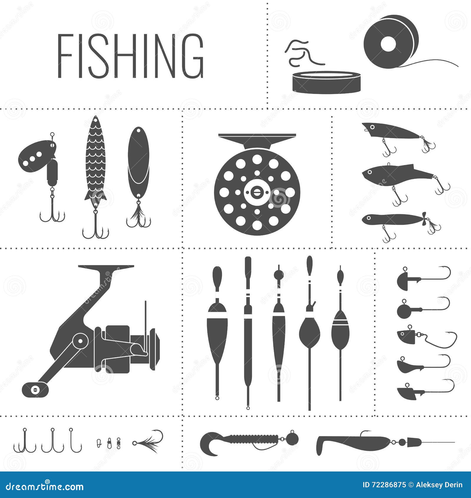 Set of Elements for Fishing Stock Vector - Illustration of hobby ...