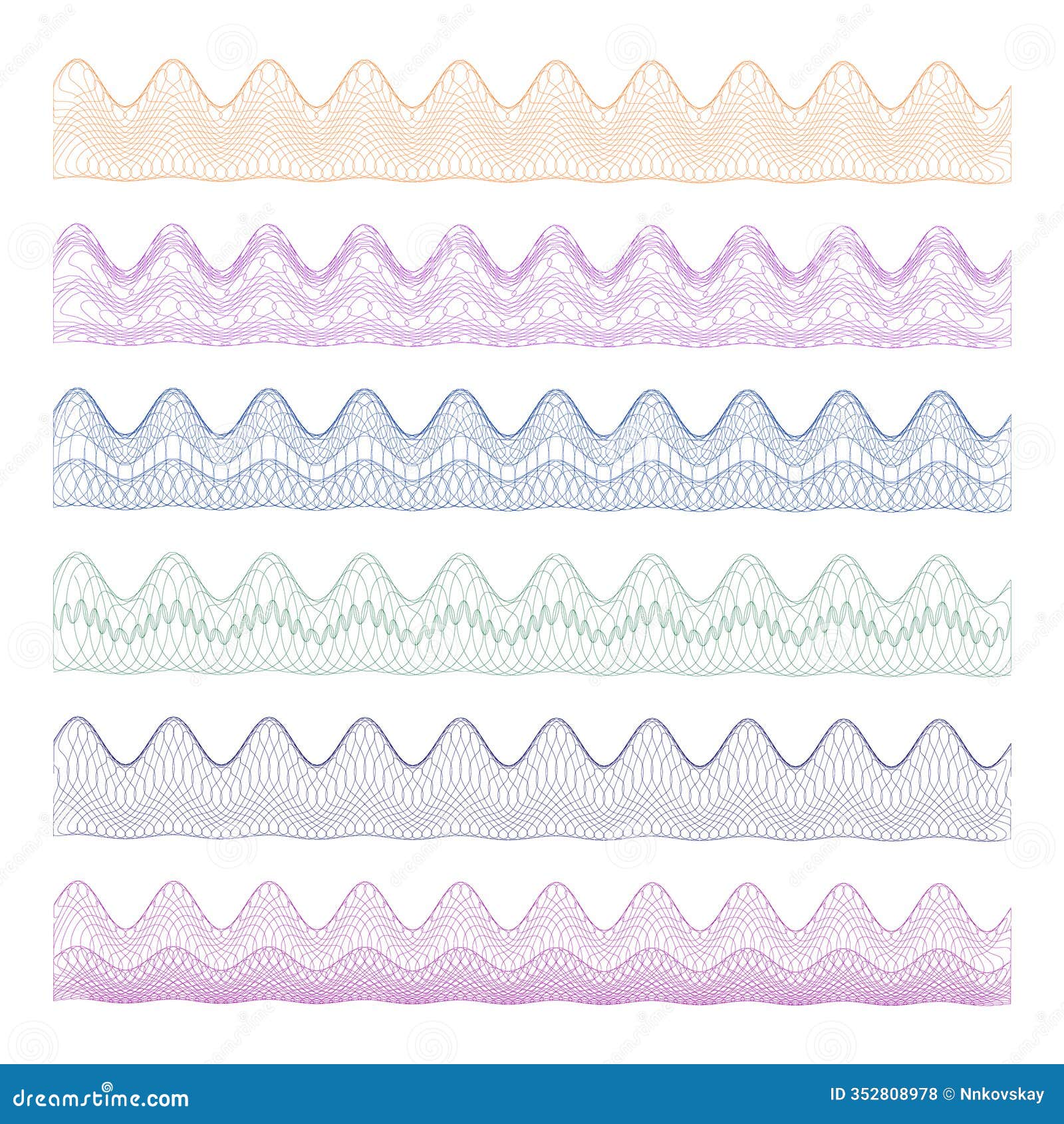 Set of Elements for Frames. Guilloche Stock Vector - Illustration of check, engraving: 352808978