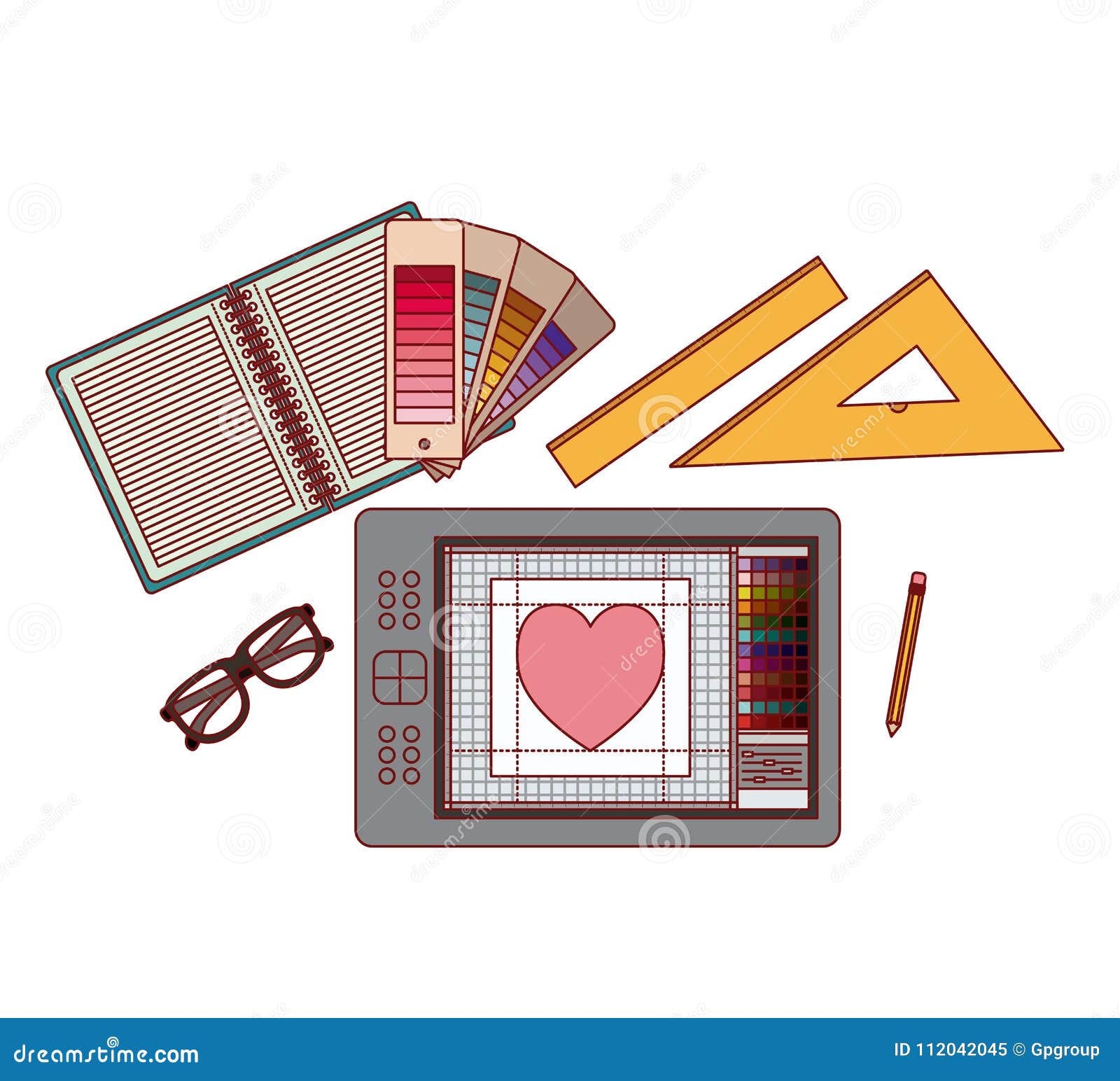 Set Elements Graphic Design Creative Process on White Background Stock ...