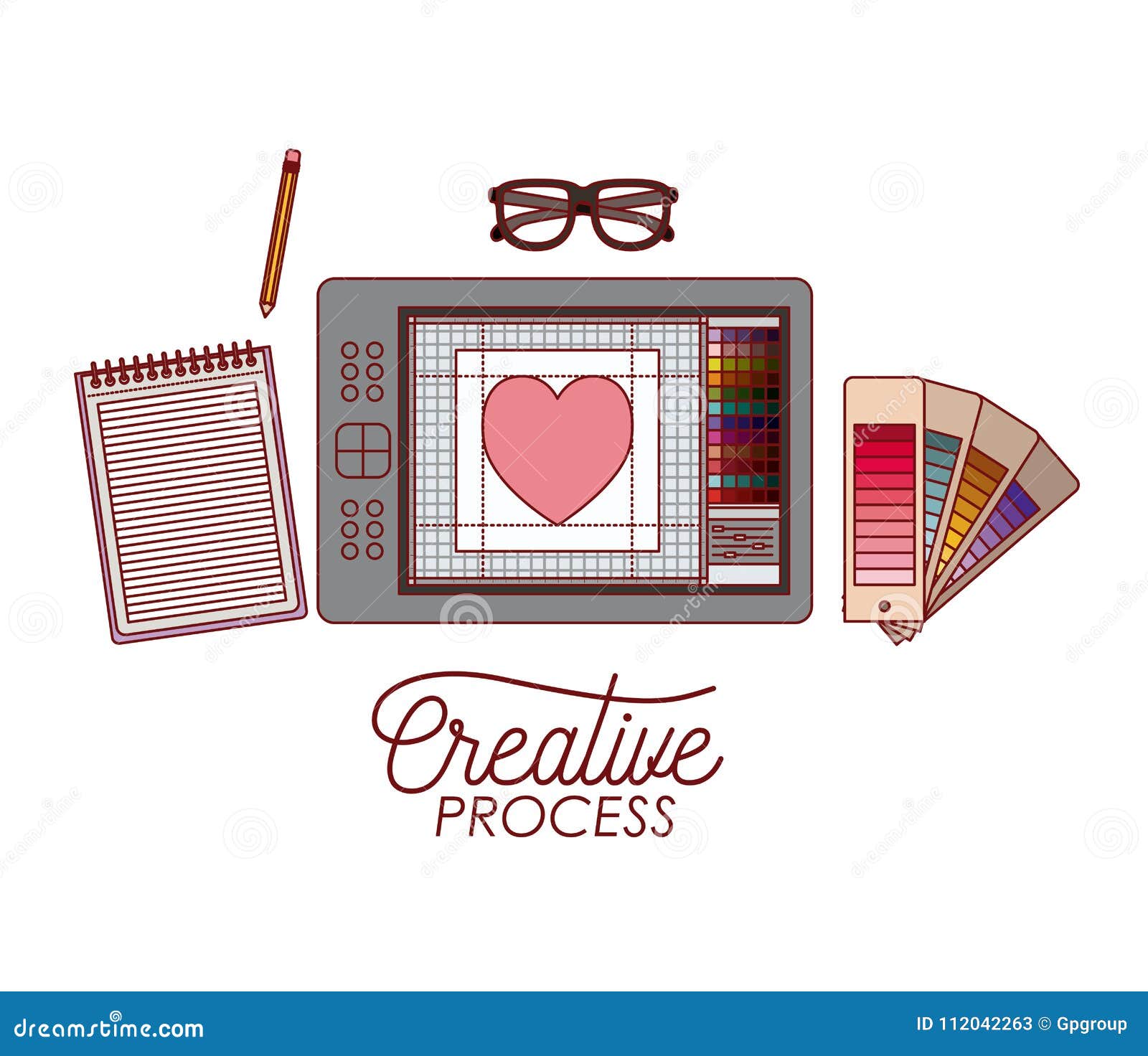 Set Elements Graphic Design Creative Process on White Background Stock ...