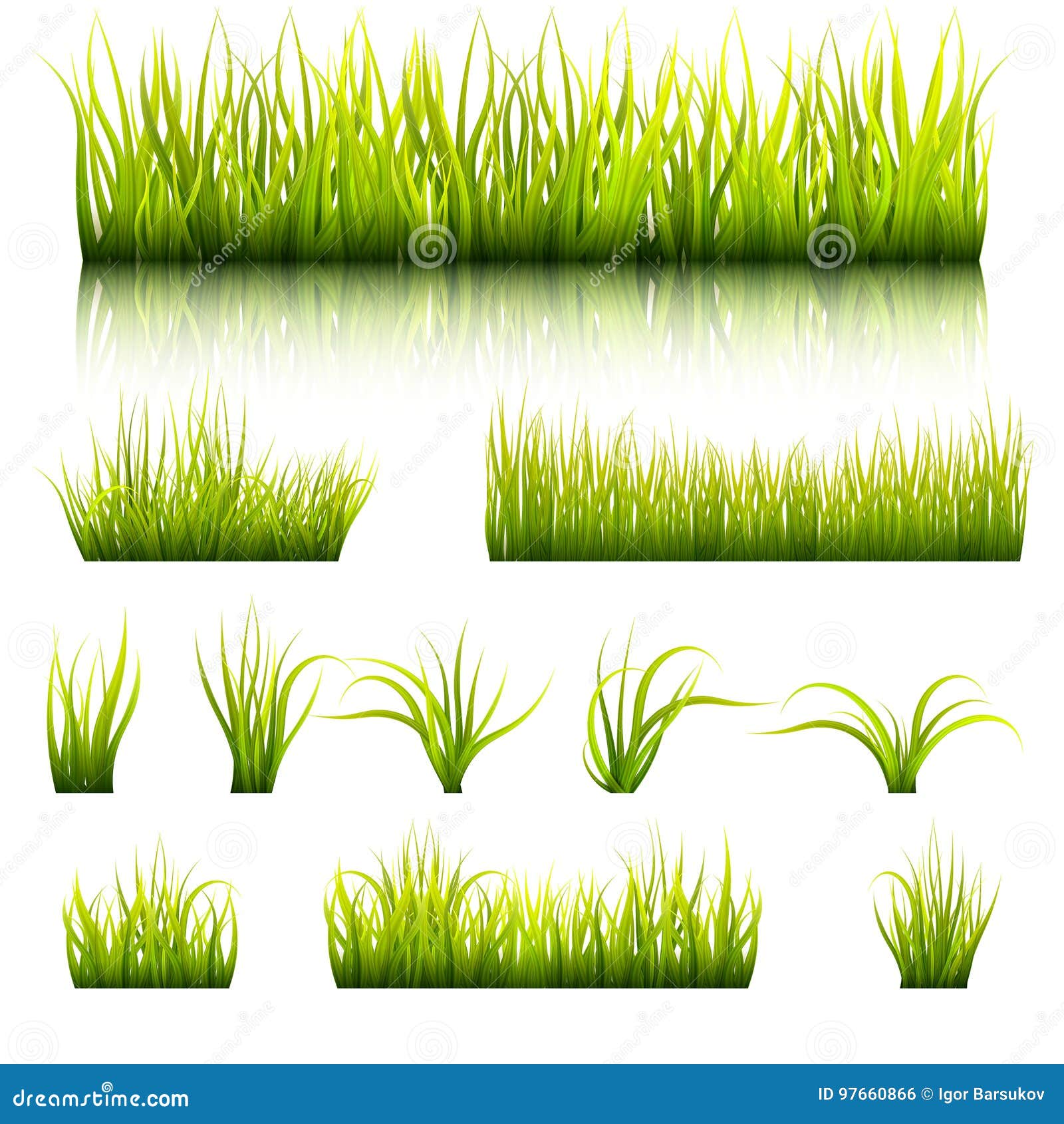 Set of Elements of a Green Grass Stock Vector - Illustration of ...
