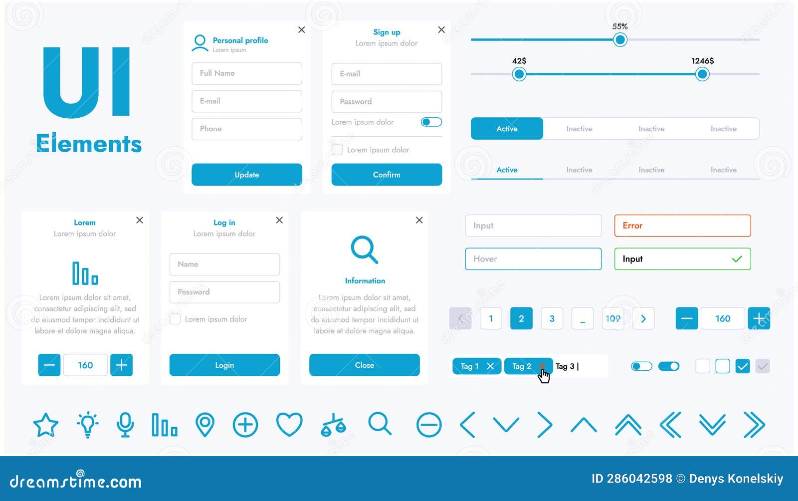 Set of Elements with Icons for Use on Your Internet Resource Stock ...