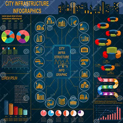 Set of Elements Infrastructure City, Vector Infographics. Illustration ...