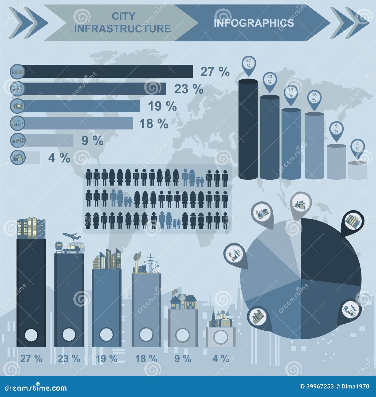 Set of Elements Infrastructure City, Vector Infographics Stock Vector ...