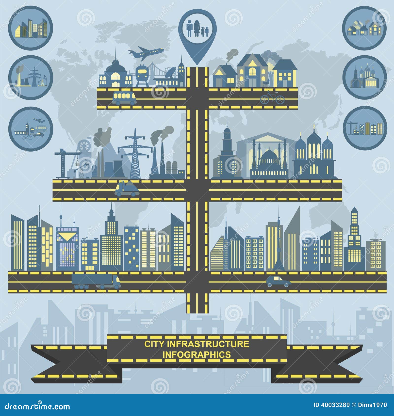 Set of Elements Infrastructure City, Vector Infographics Stock Vector ...