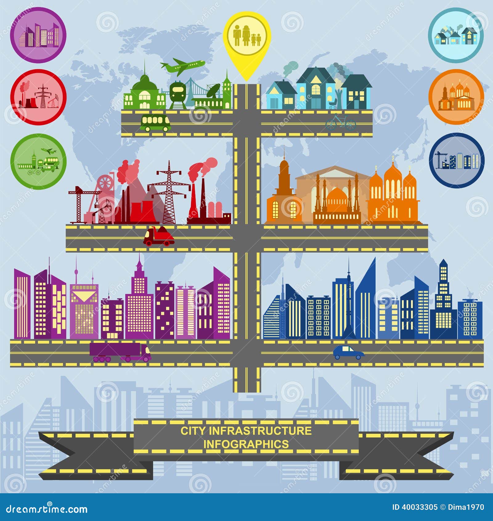 Set of Elements Infrastructure City, Vector Infographics Stock Vector ...