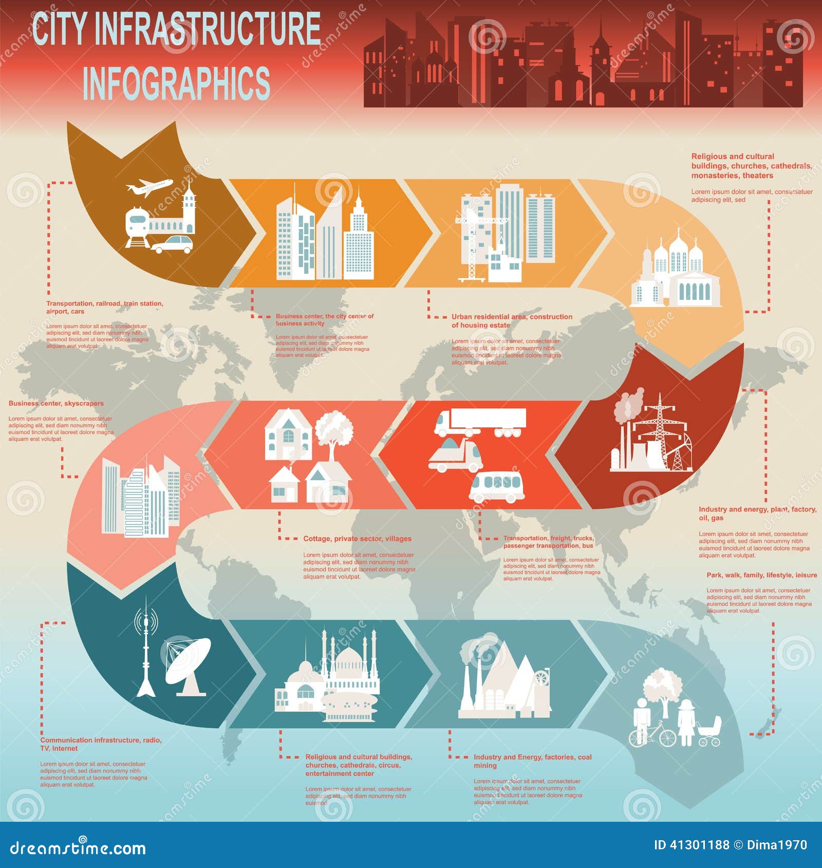 Set of Elements Infrastructure City, Vector Infographics Stock Vector ...