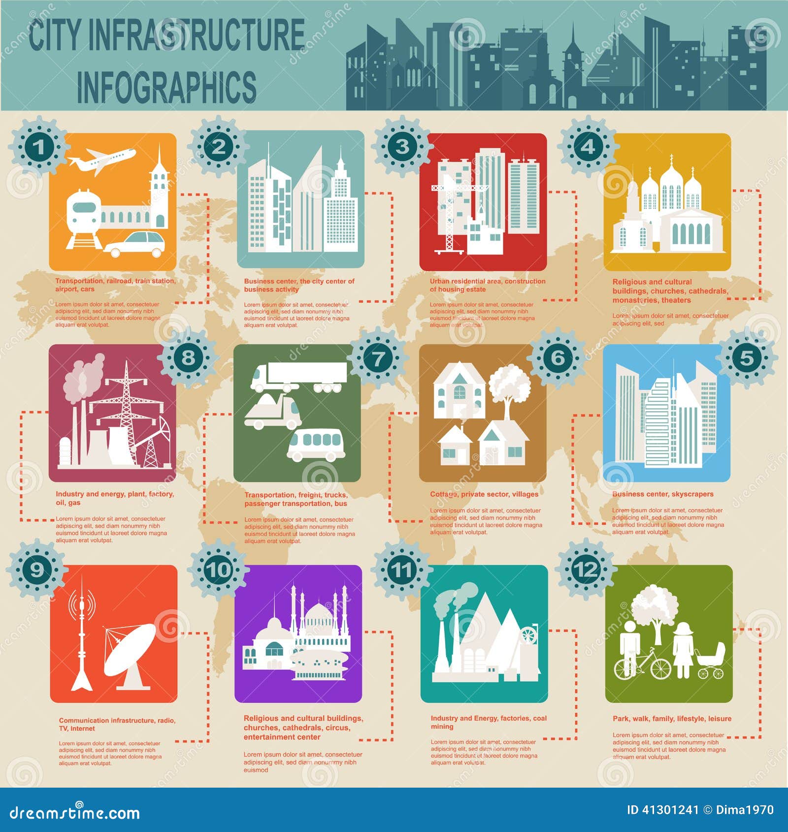 Set of Elements Infrastructure City, Vector Infographics Stock Vector ...