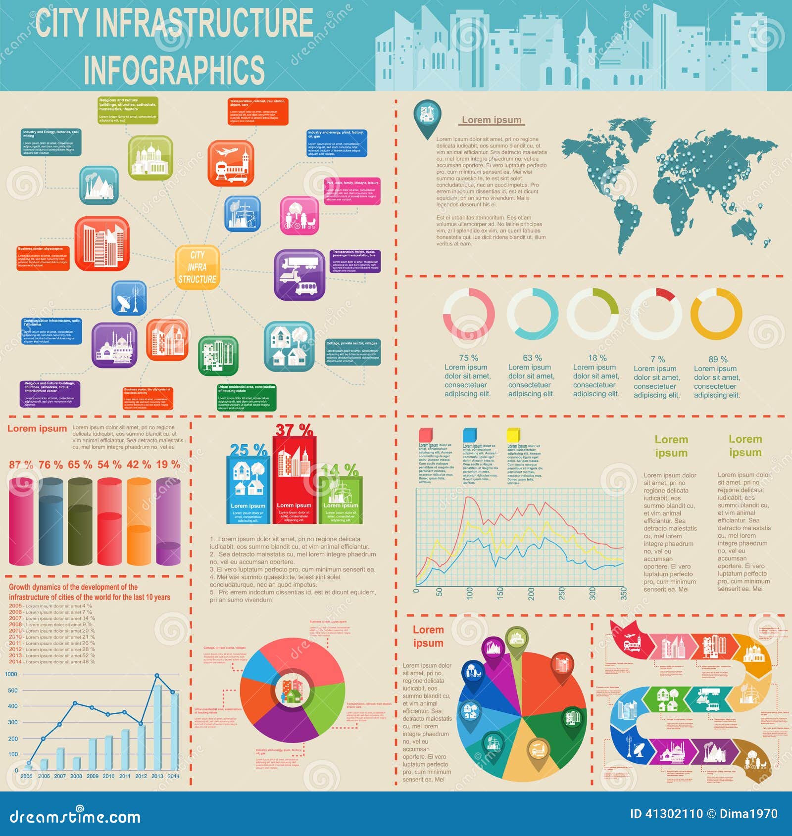 Set of Elements Infrastructure City, Vector Infographics Stock Vector ...