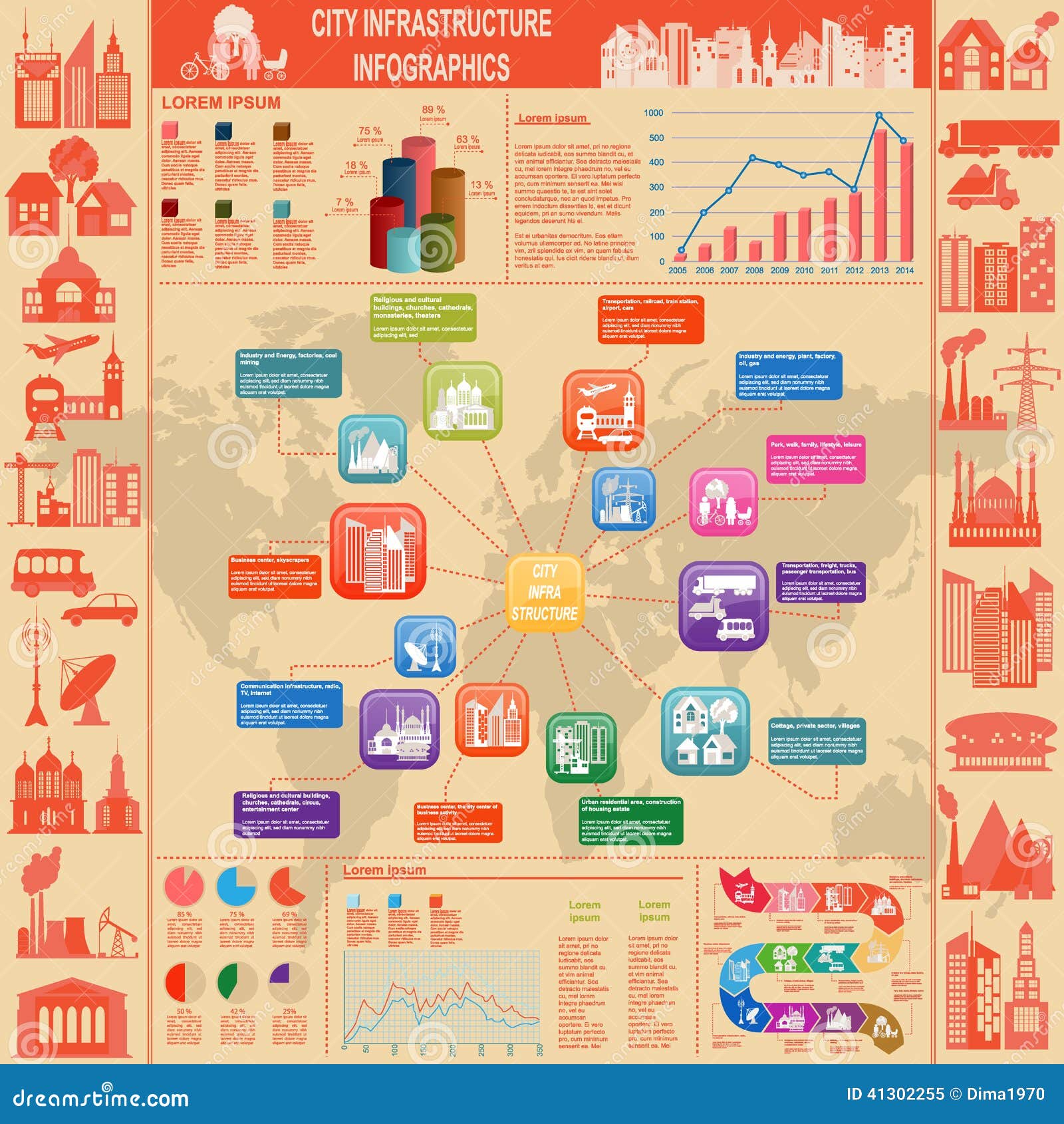 Set of Elements Infrastructure City, Vector Infographics Stock Vector ...