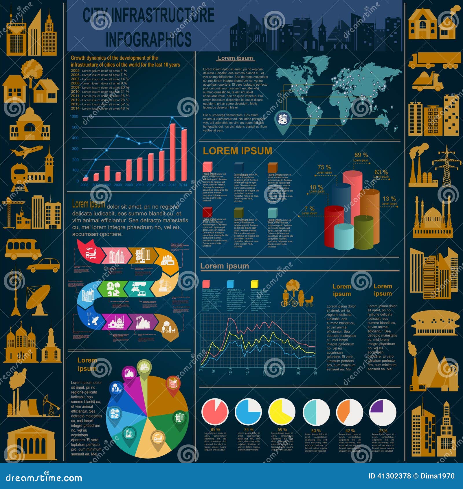 Set of Elements Infrastructure City, Vector Infographics Stock Vector ...