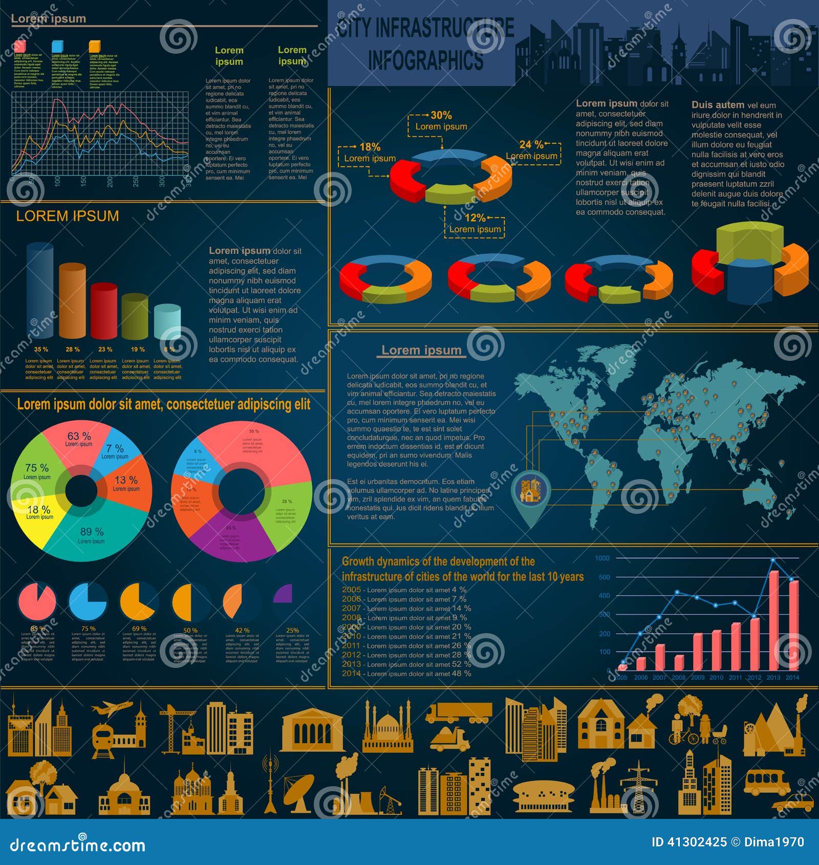 Set of Elements Infrastructure City, Vector Infographics Stock ...
