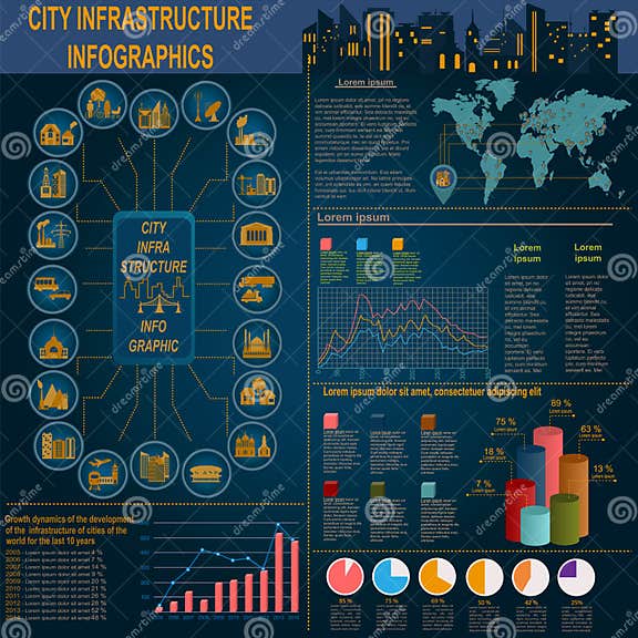 Set of Elements Infrastructure City, Vector Infographics Stock Vector ...