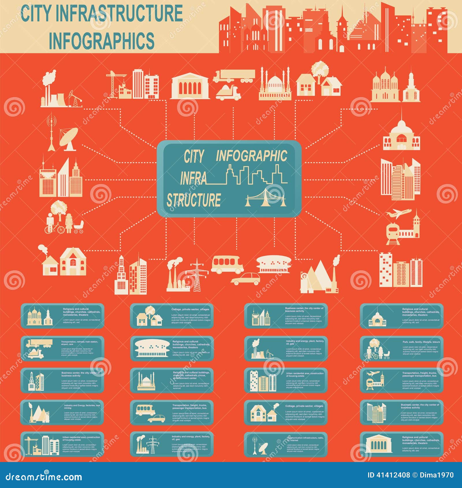 Set of Elements Infrastructure City, Vector Infographics Stock Vector ...