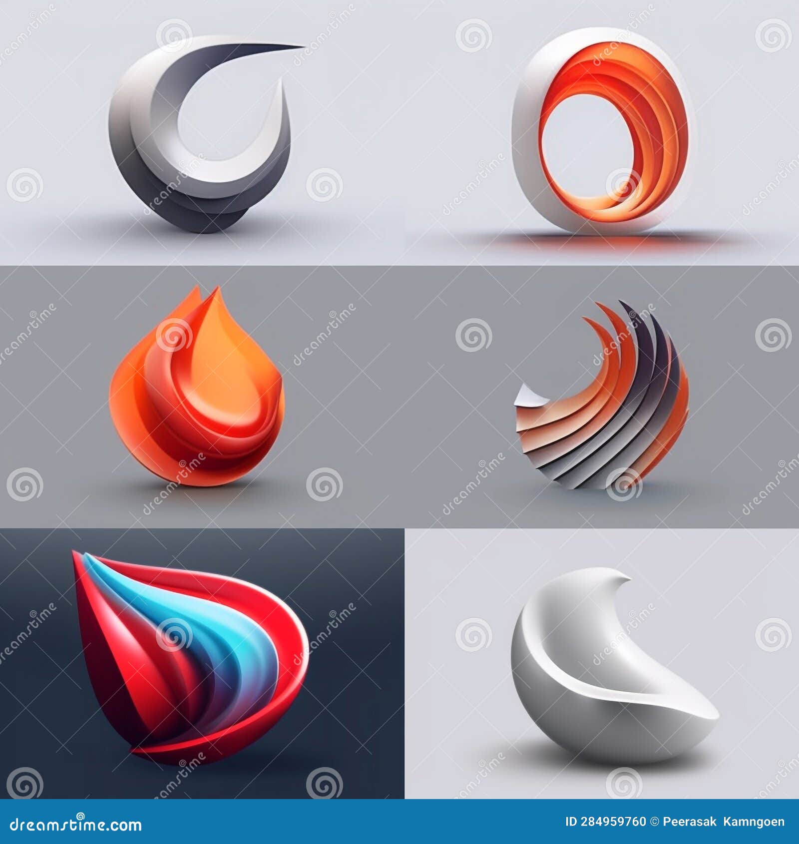 Set of Elements, Modern 3D Logo Templates, AI Generated Stock ...