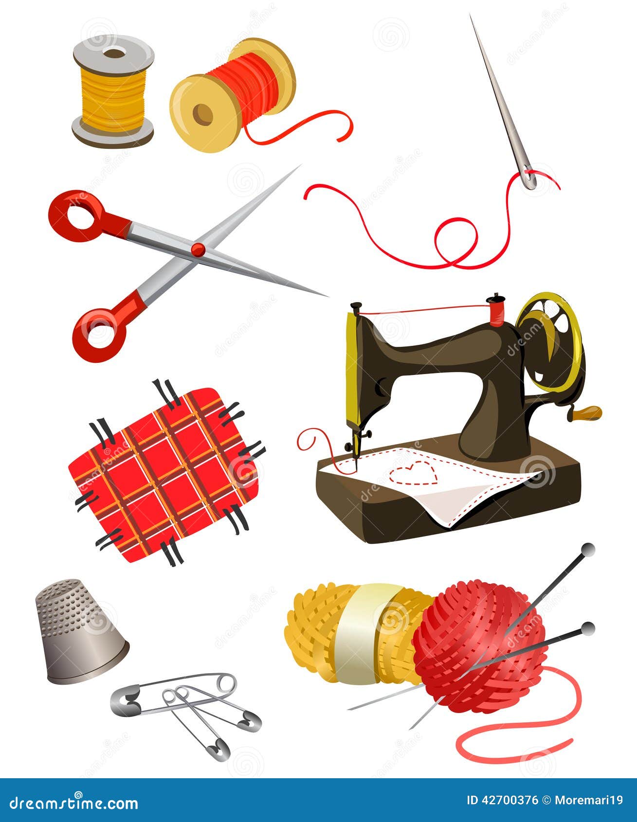 Set Of Elements For Needlework Stock Vector Illustration Of Clothes