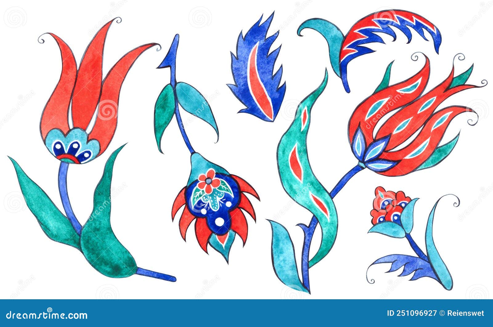 A Set of Elements of Oriental Turkish Patterns Isolated on a White ...