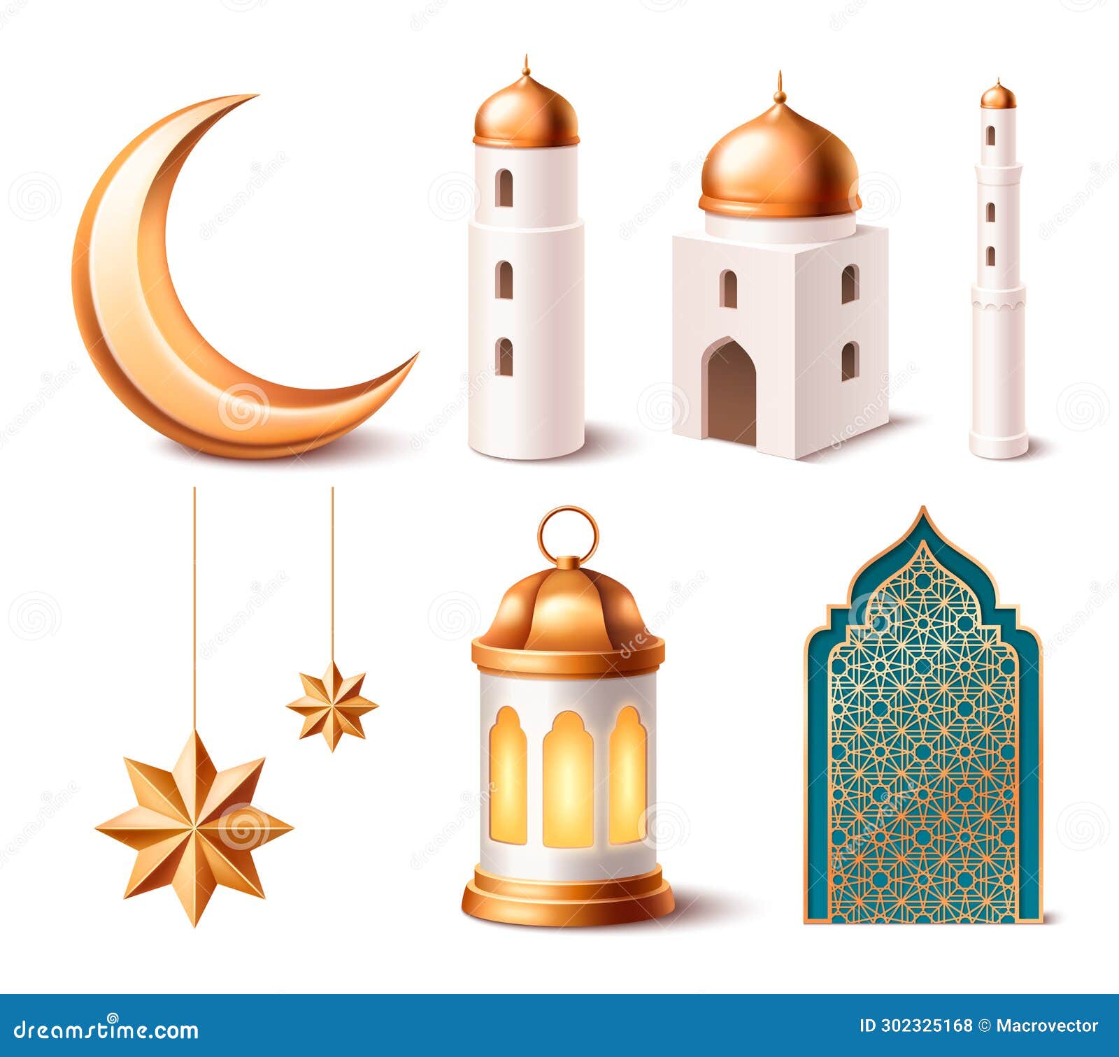 Ramadan Elements in Realistic Style Stock Illustration - Illustration ...