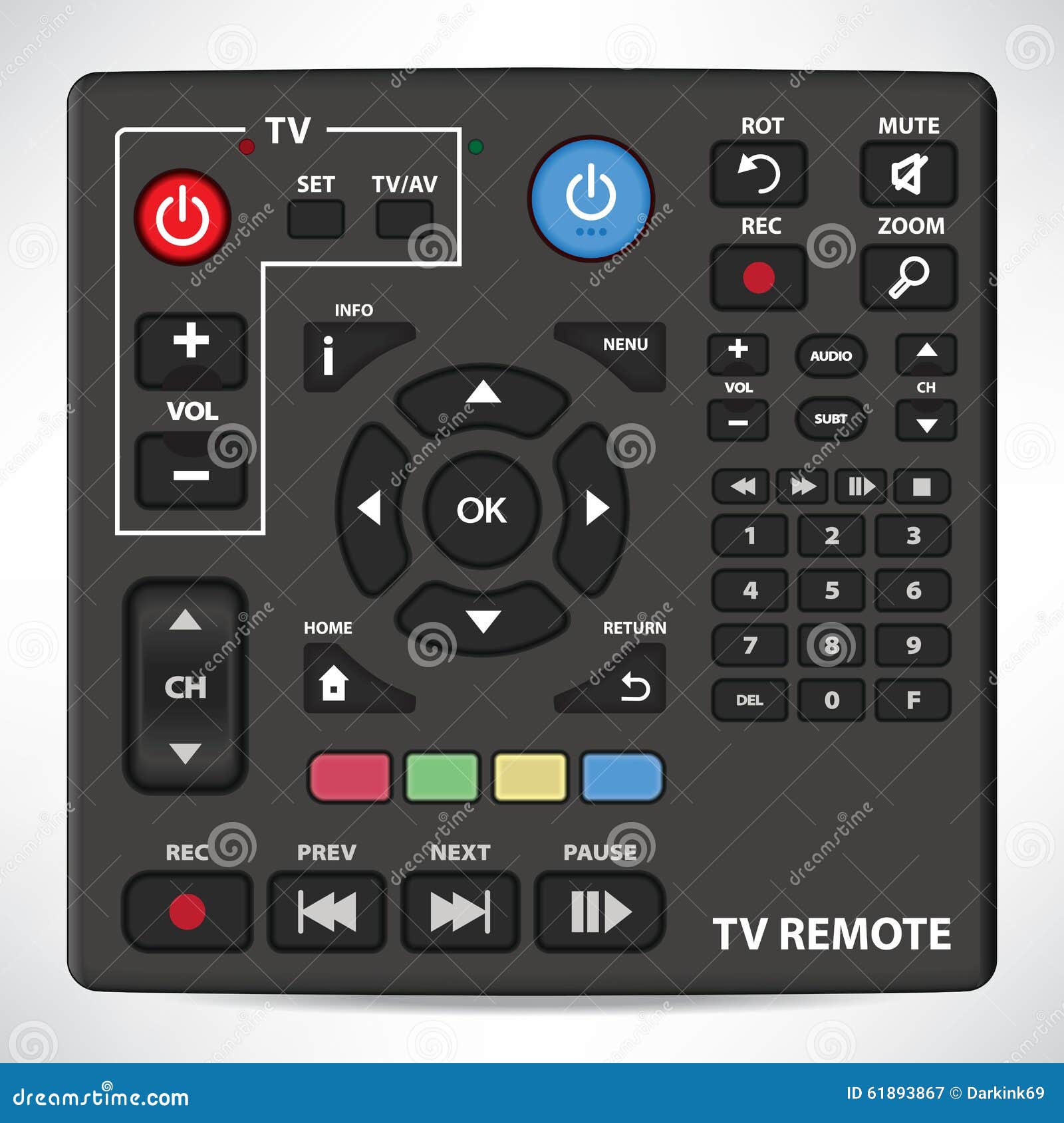 Set of Elements for Remote Control of the TV and Audio Devices Stock ...