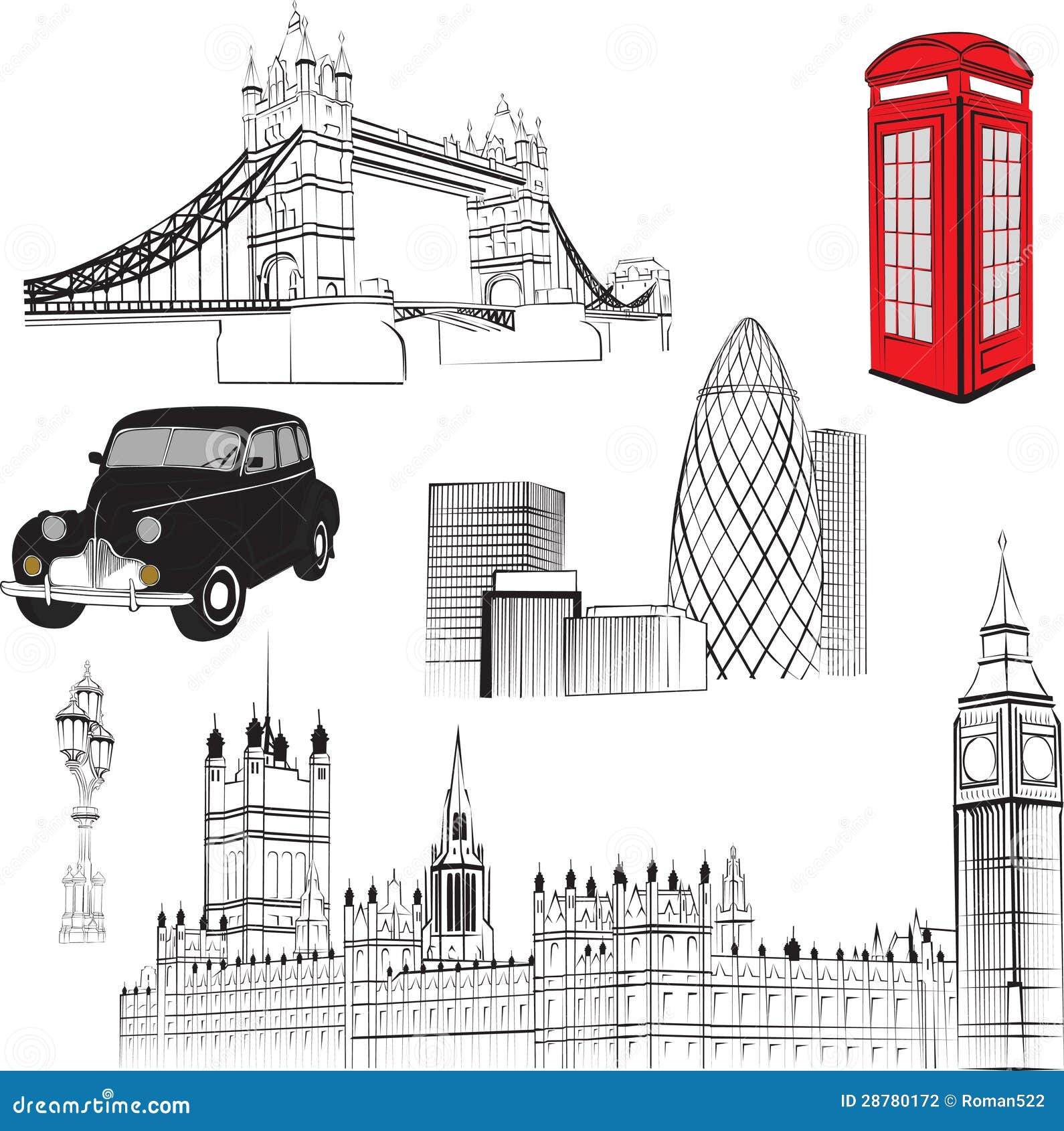 Set of Elements Representing England Stock Vector - Illustration of ...