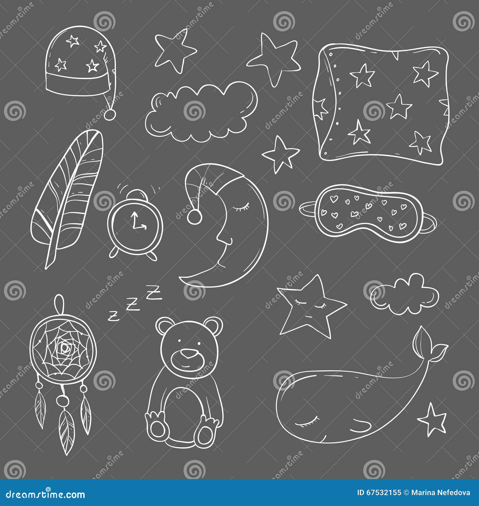 Set of Elements about Sleeping Stock Illustration - Illustration of ...