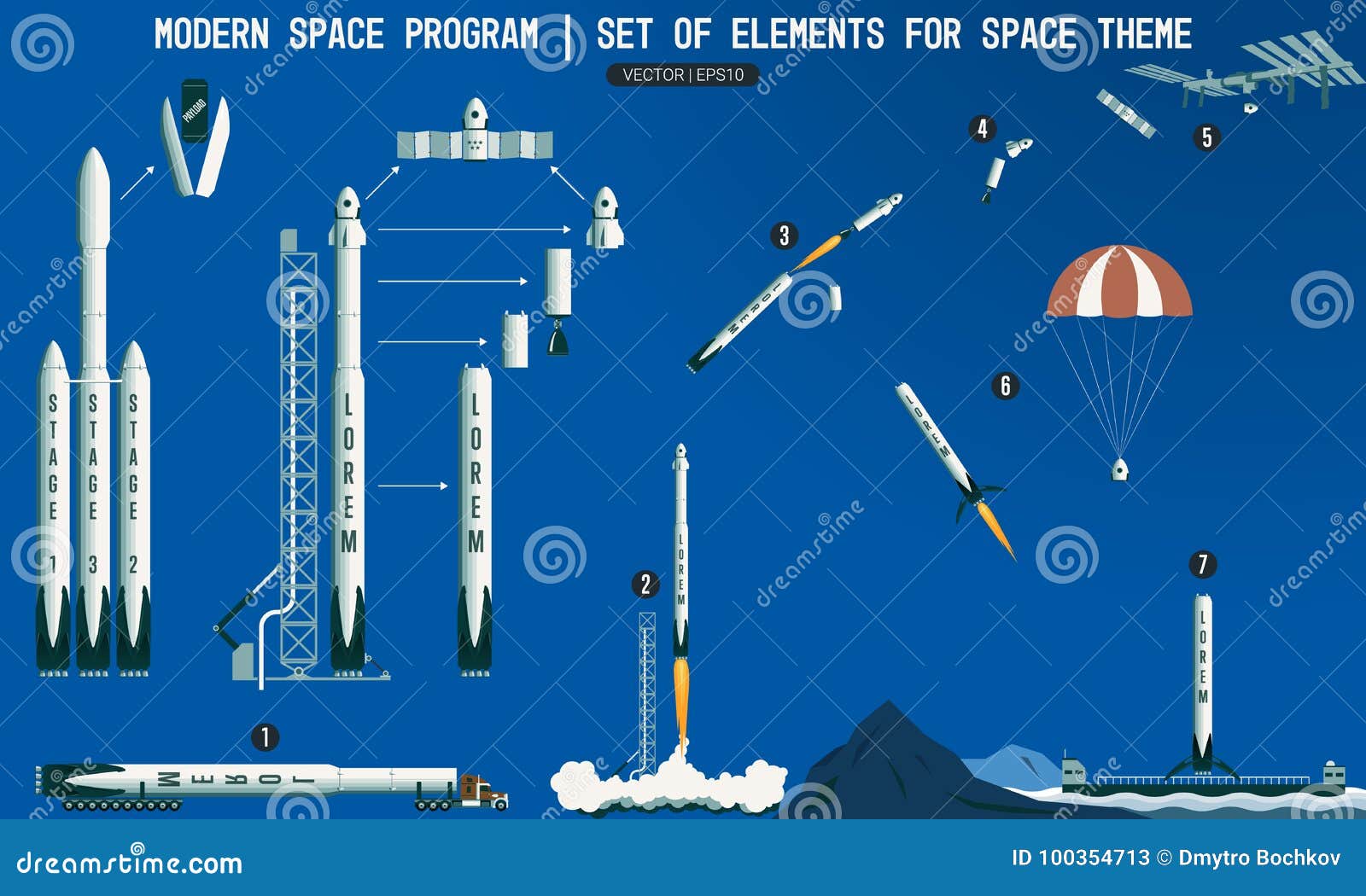 Set of Elements for Space Subject. Stock Vector - Illustration of ...