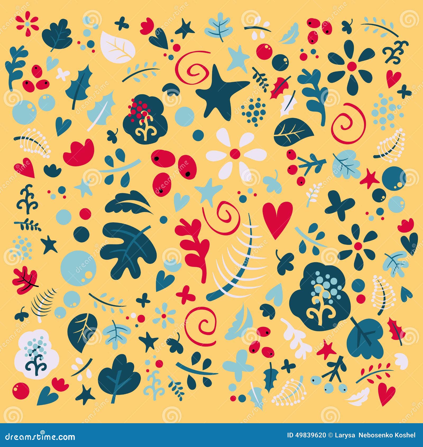 Set of elements of spring. stock illustration. Illustration of flora ...