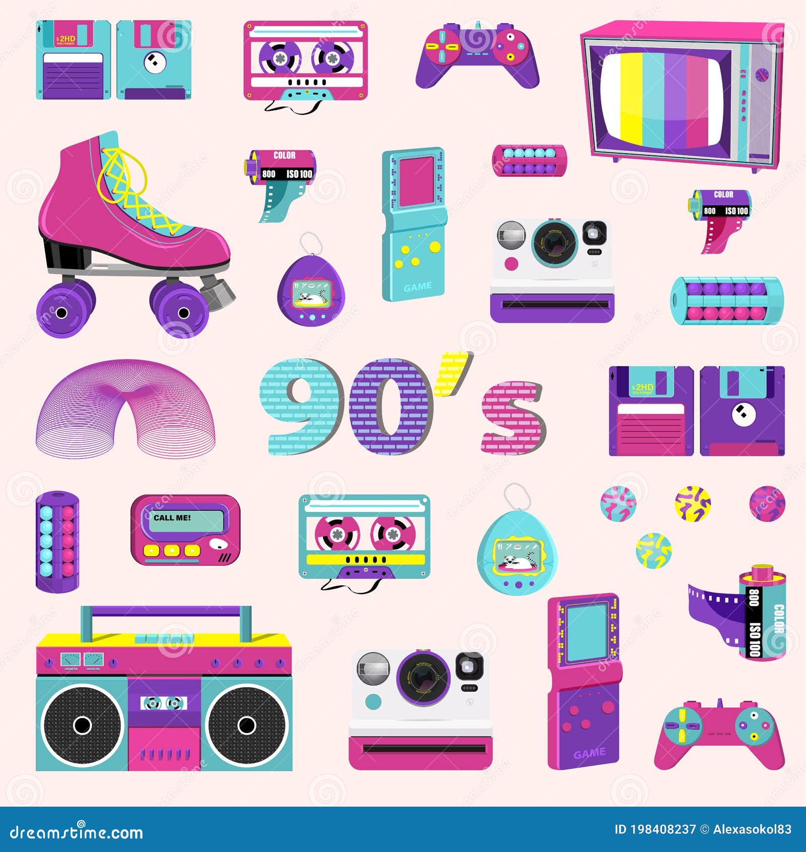 Set of Elements in Style of 90s. Vector Illustration Stock Vector ...