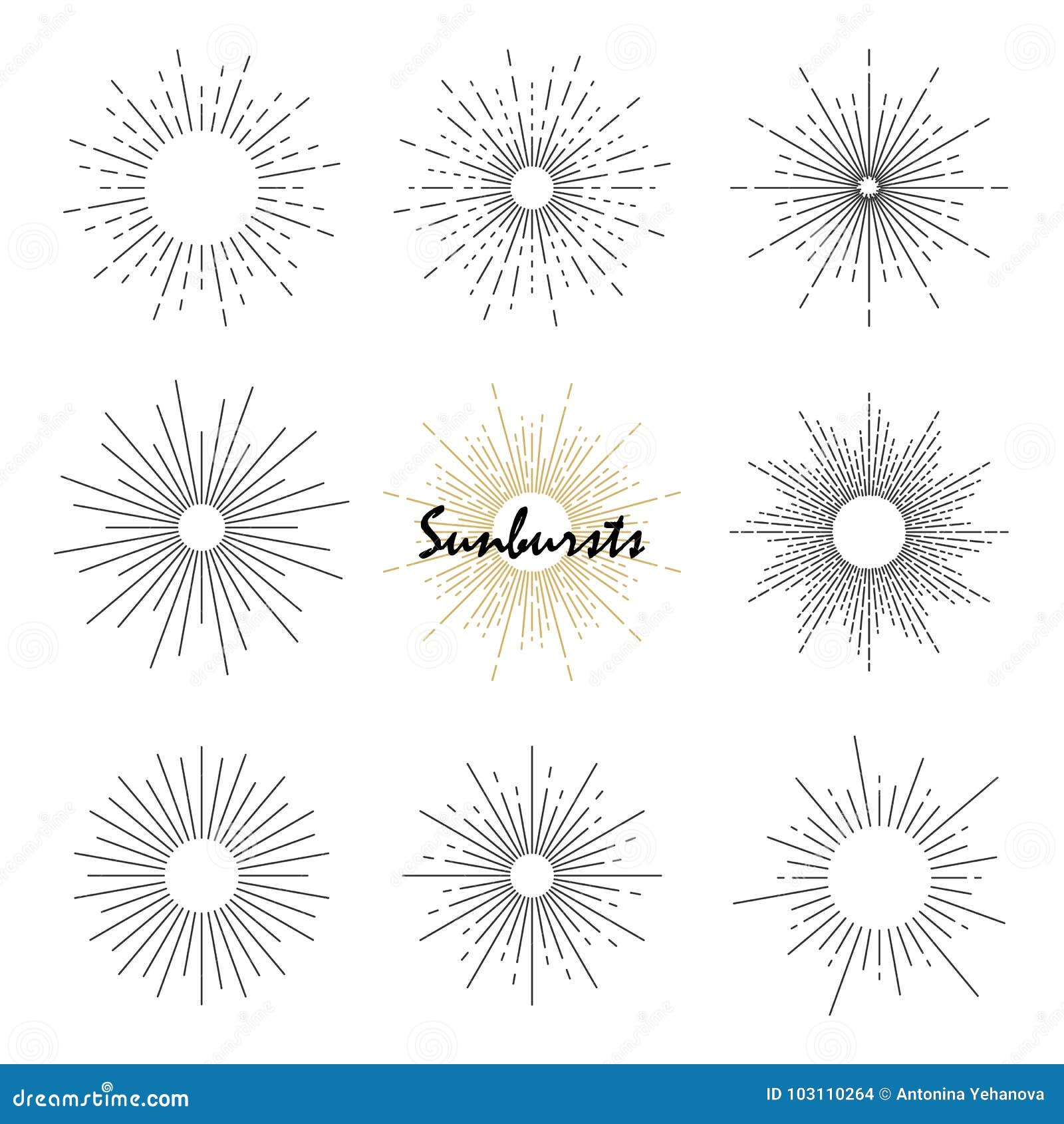 A Set of Elements of the Sun`s Rays. Stock Vector - Illustration of ...