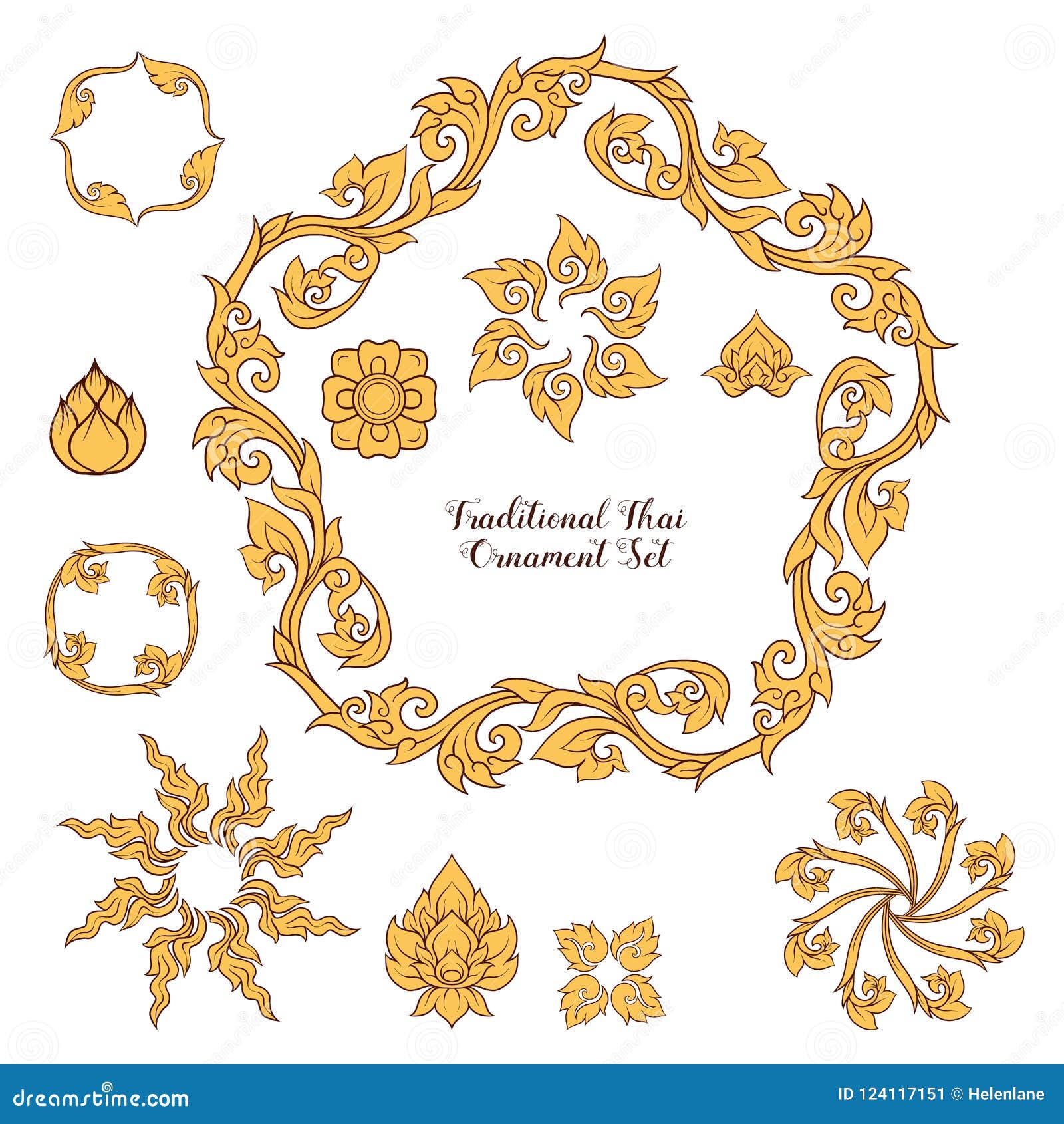 Set of Elements of Traditional Thai Ornament. Stock Illustration Stock ...