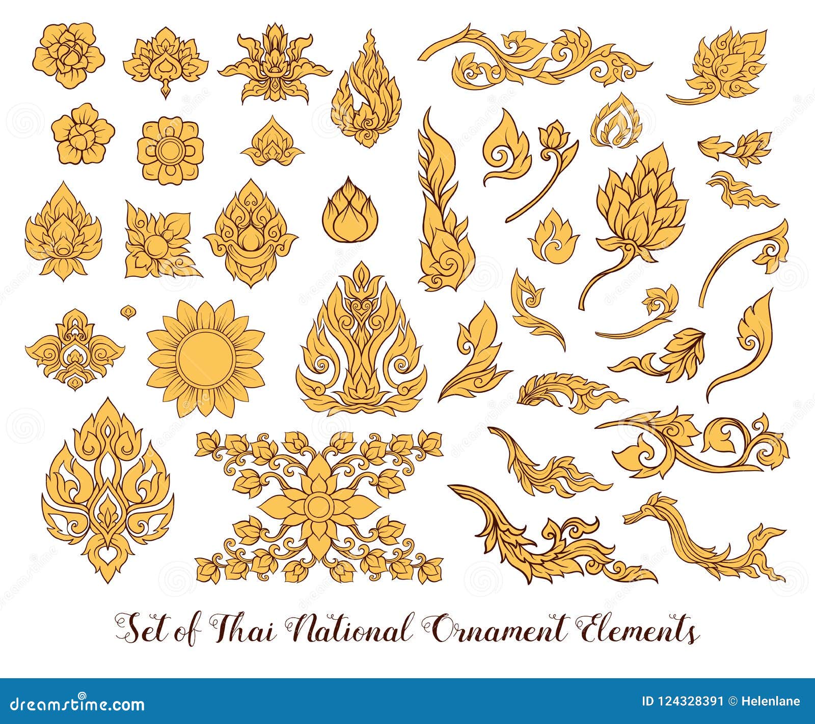 A Set of Elements of Traditional Thai Ornament. Stock Vector ...